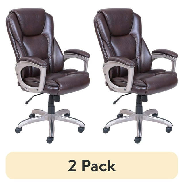 (2 pack) Serta Heavy-Duty Bonded Leather Commercial Office Chair with ...