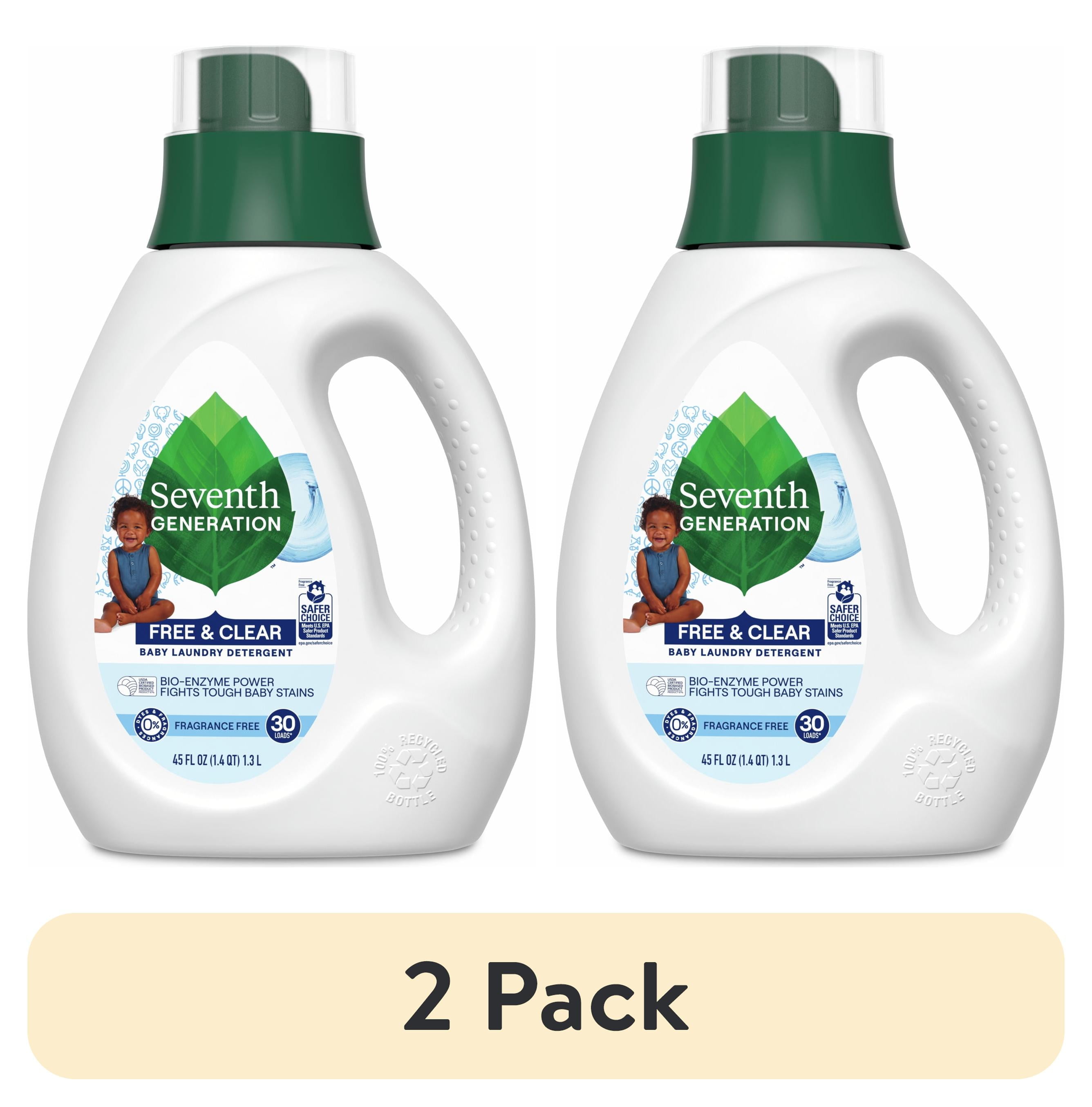 (2 pack) Seventh Generation Baby Laundry Detergent Unscented, Removes ...