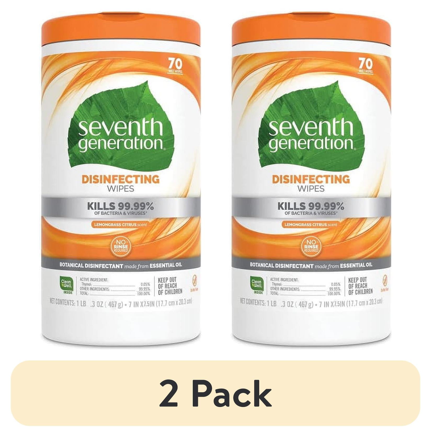 (2 pack) Seventh Generation Disinfecting Wipes, Lemongrass Citrus, 70 ...