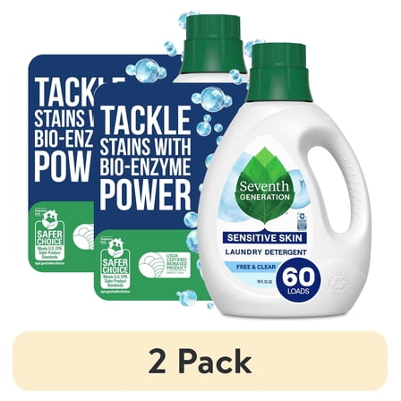Seventh Generation Liquid Laundry Detergent, Free & Clear, 90 Loads ...