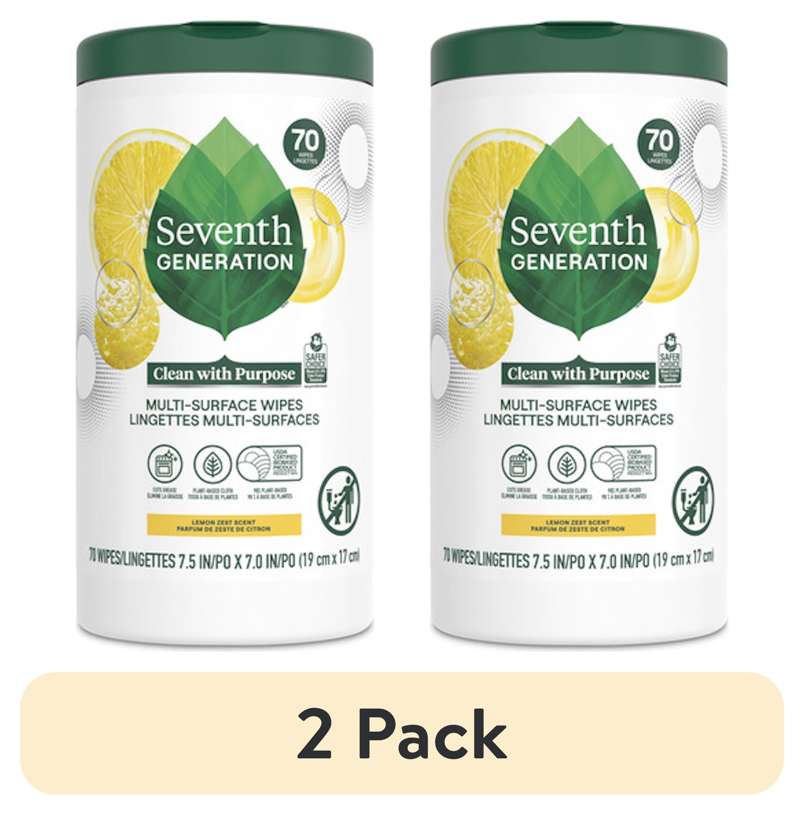 (2 pack) Seventh Generation Multi Surface All Purpose Cleaning Wipes ...