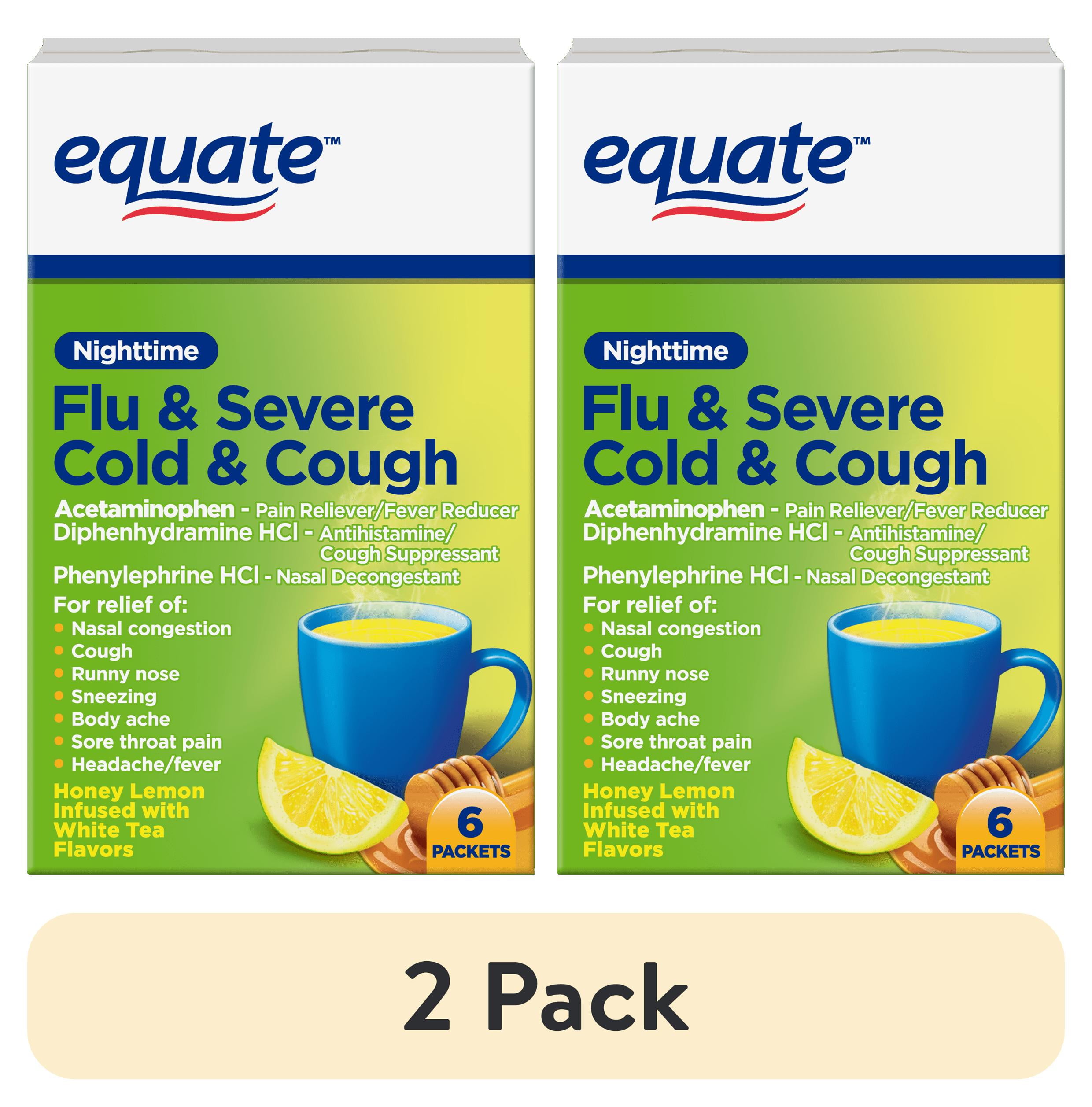 (2 pack) Equate Nighttime Severe Cold, Cough and Flu Powder Packets ...