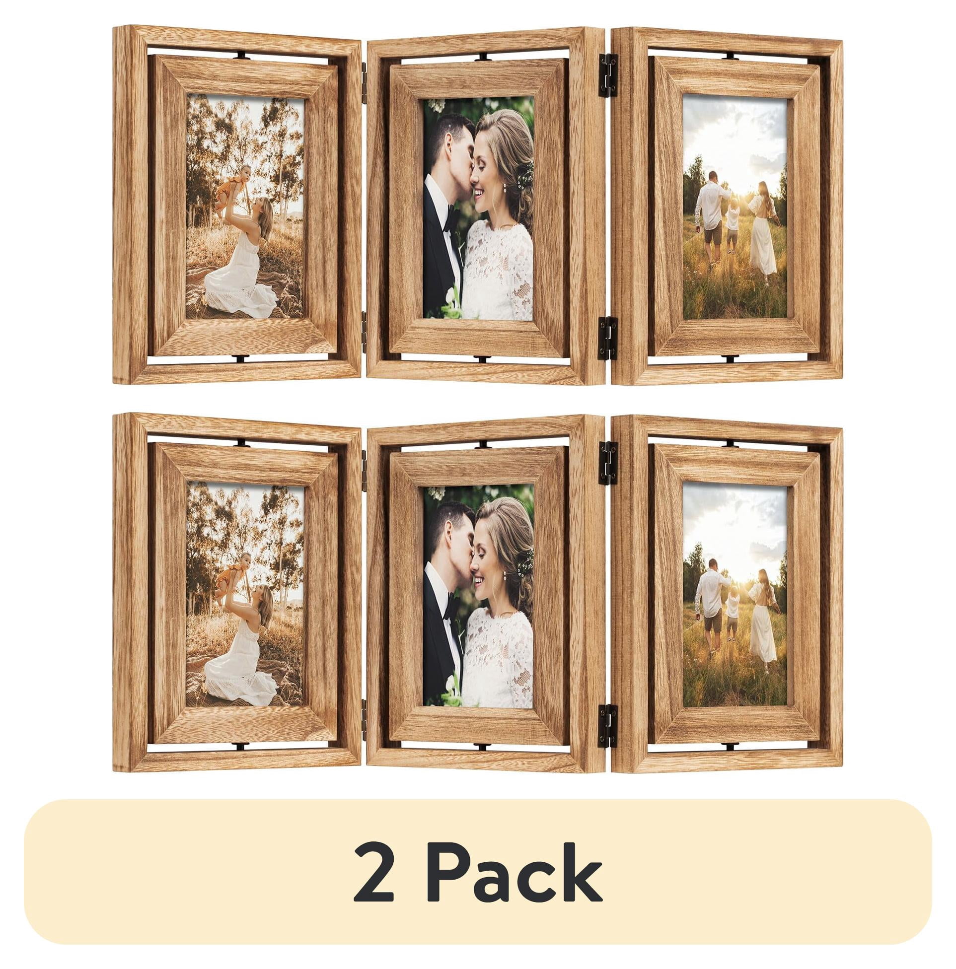 (2 pack) Sfugno 4x6 Picture Frame,Tabletop Rustic Wood Hinged Folding ...