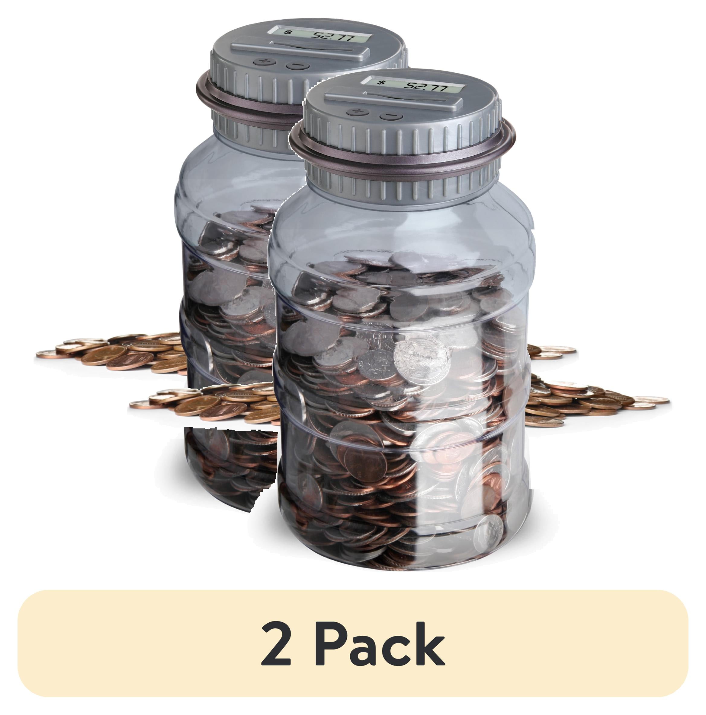 (2 pack) Sharper Image® Digital Coin Jar with LCD Screen, Keeps Track ...