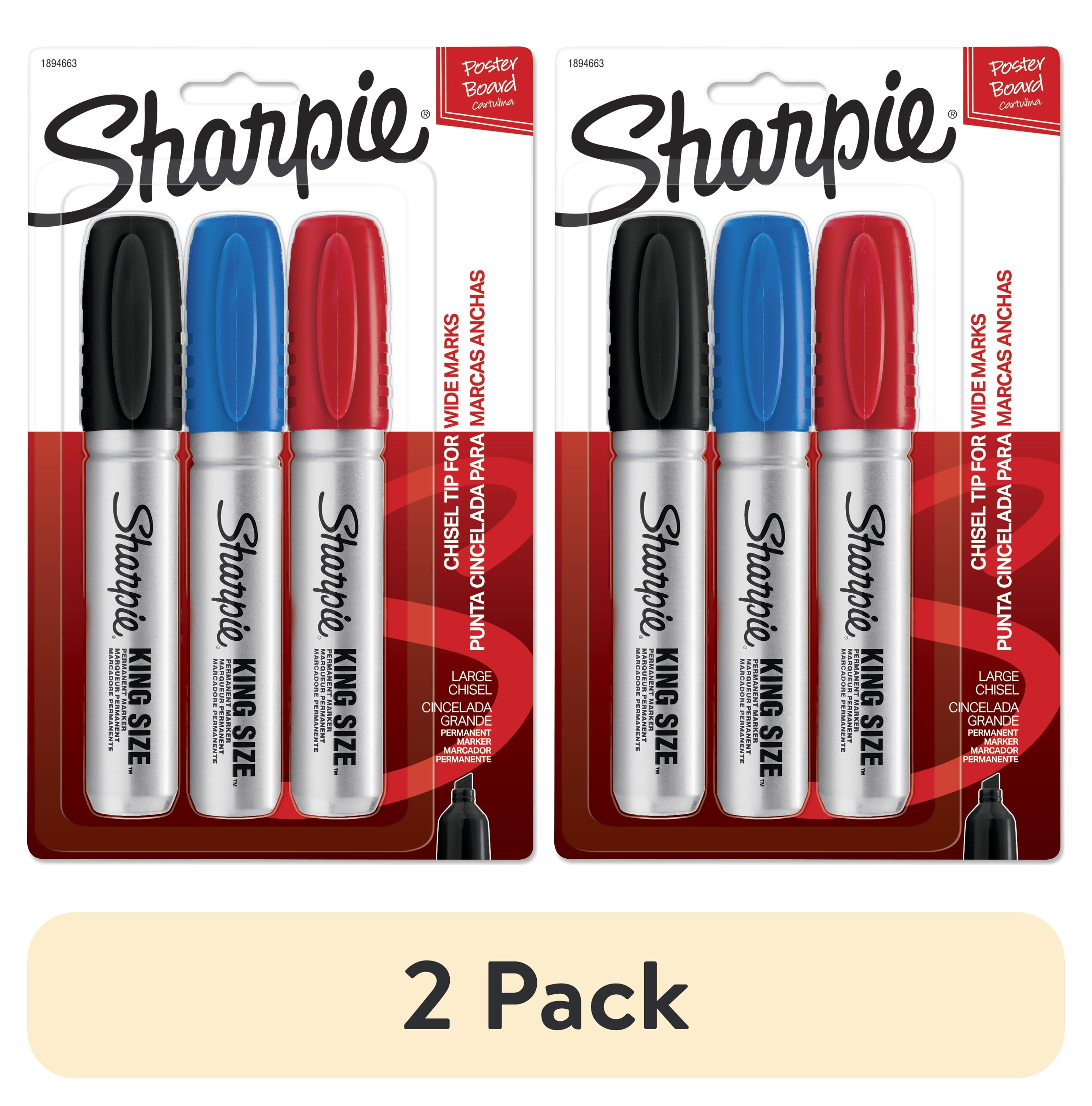 (2 pack) Sharpie King Size Permanent Markers, Chisel Tip, 3 Count ...