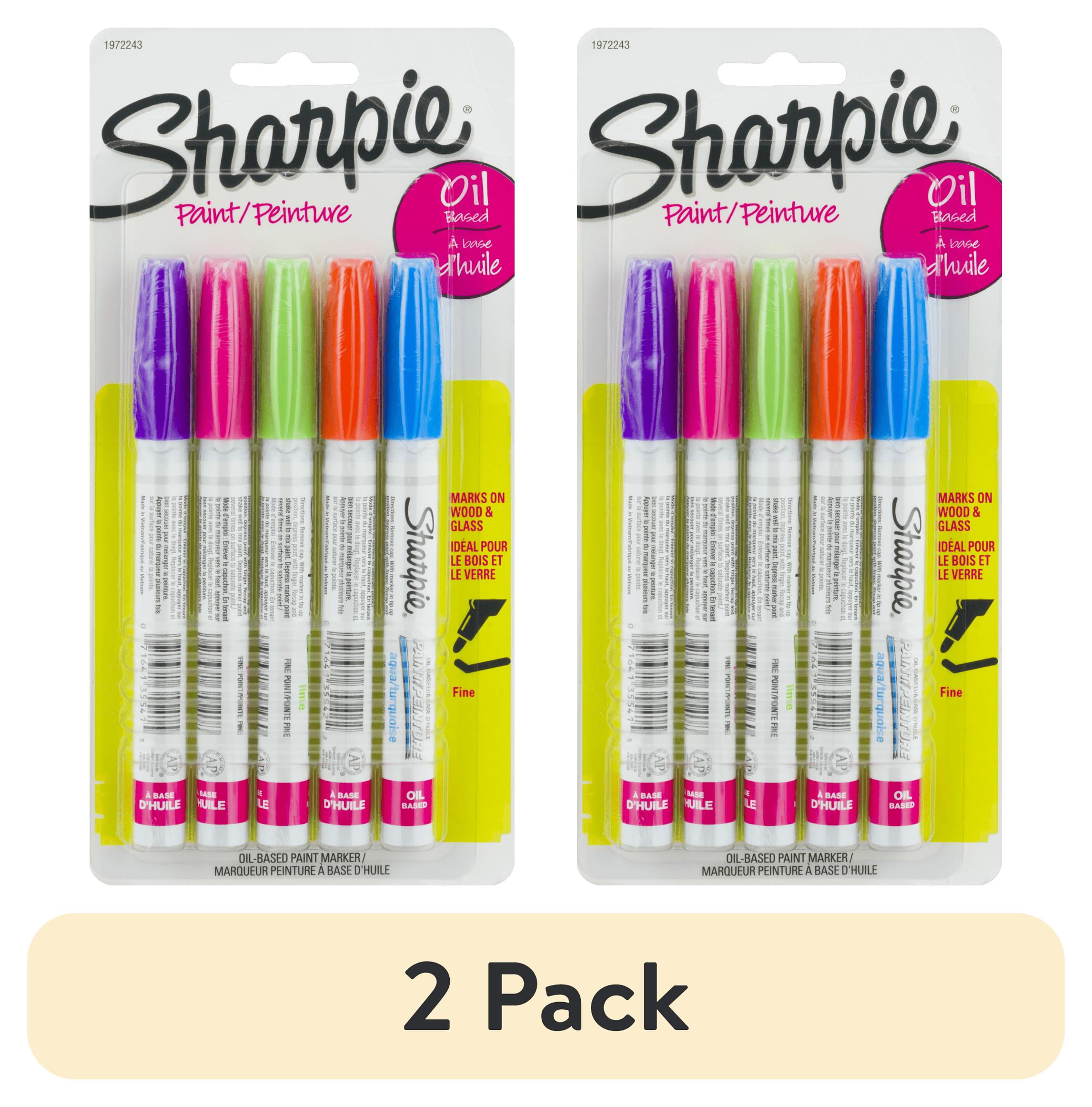 (2 pack) Sharpie Oil-Based Paint Markers, Fine Point, Bright Colors, 5 Count - Walmart.com