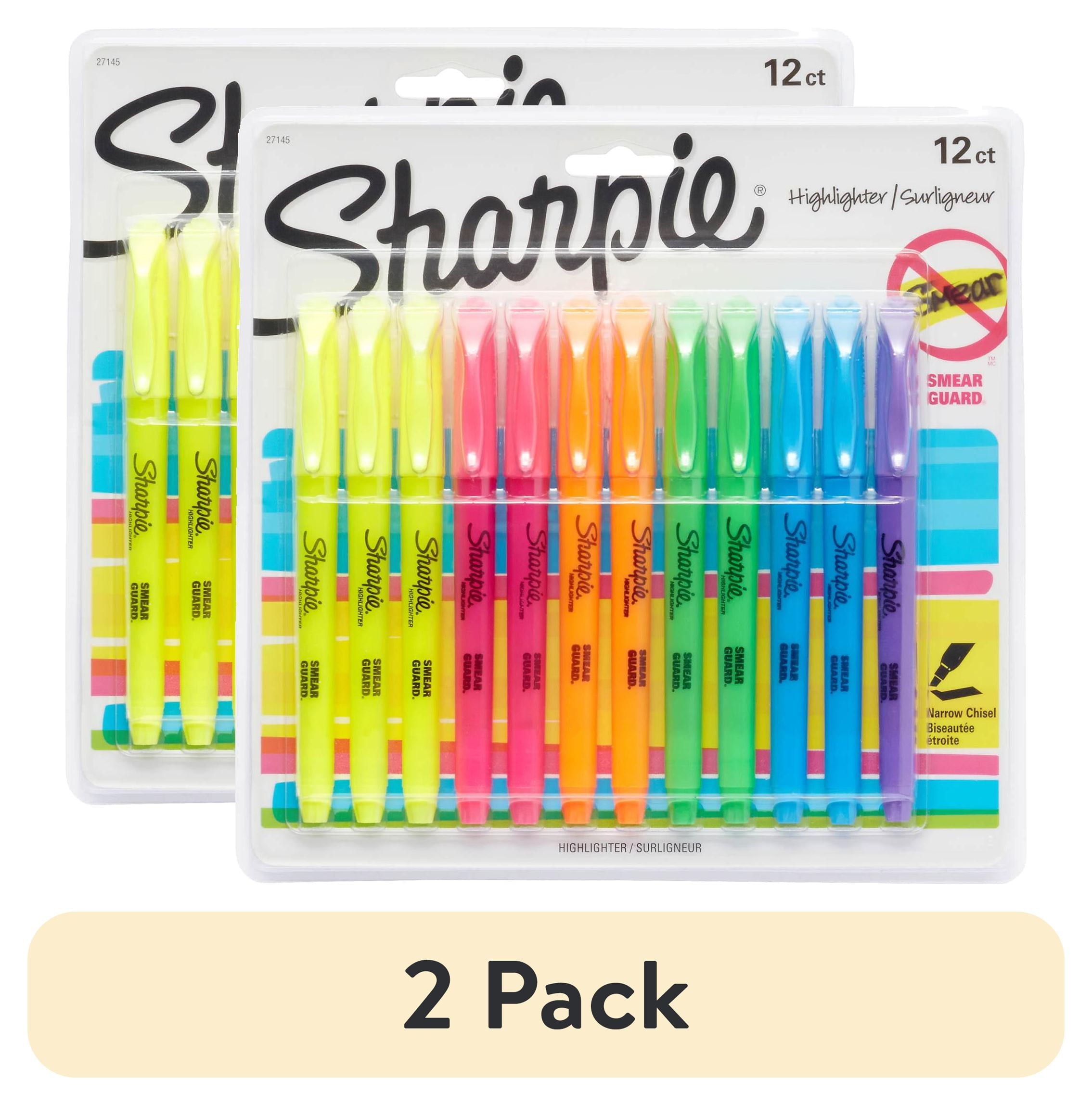 (2 pack) Sharpie Pocket Highlighters, Chisel Tip, Fluorescent Colors ...
