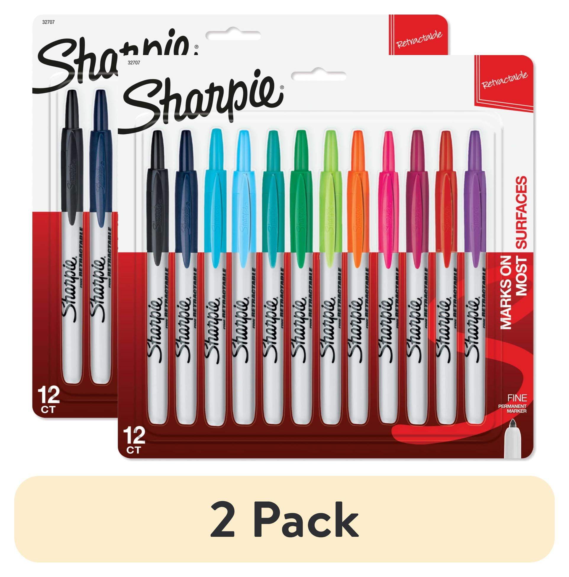 (2 pack) Sharpie Retractable Permanent Markers, Fine Point, Assorted ...