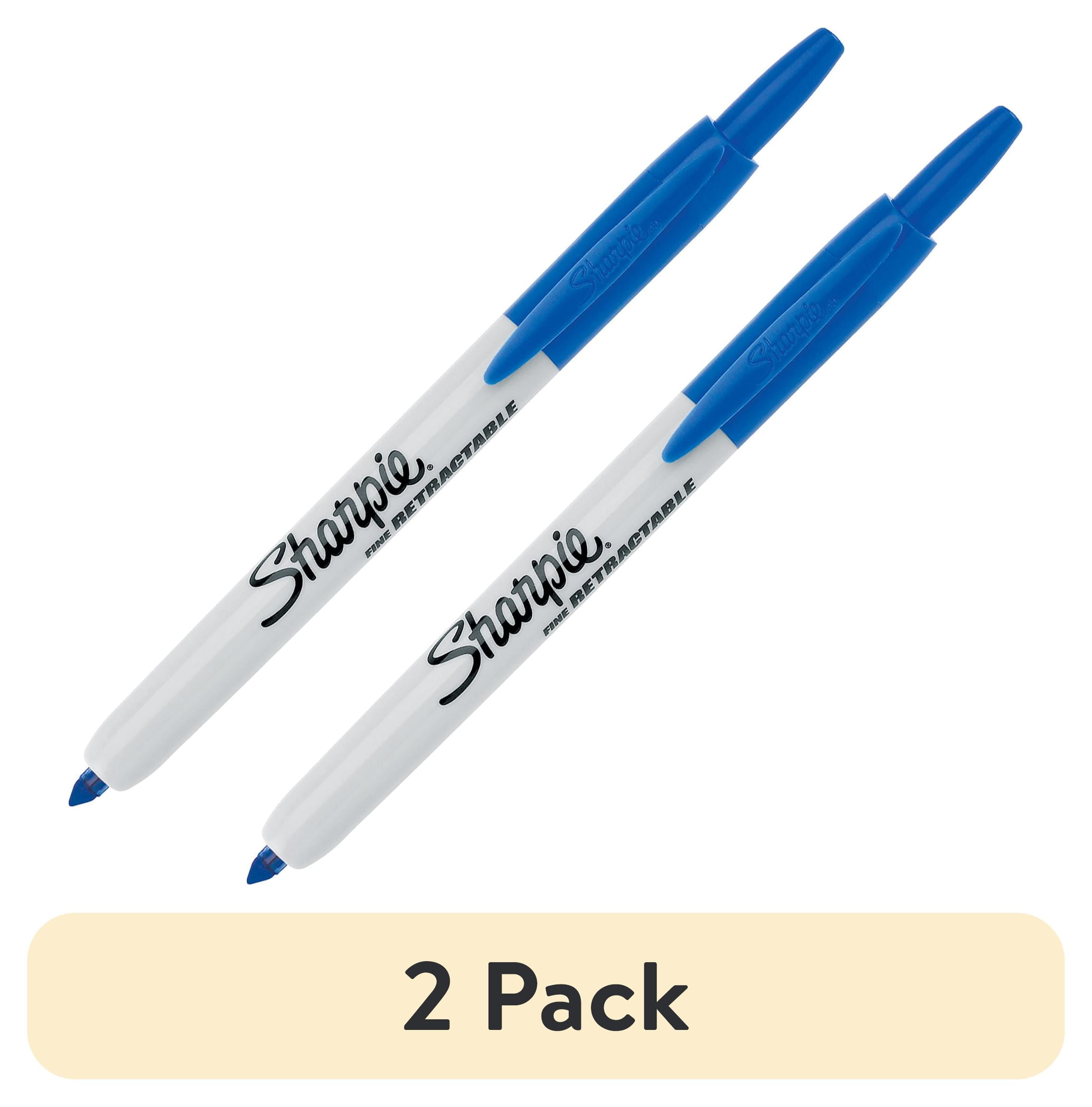 (2 pack) Sharpie® Retractable Permanent Markers, Fine Point, Blue, Box ...
