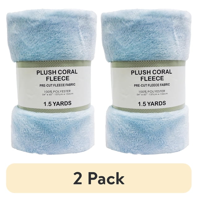 (2 pack) Shason Textile 1.5 Yard Cut Plush Coral Fleece Fabric, Light ...