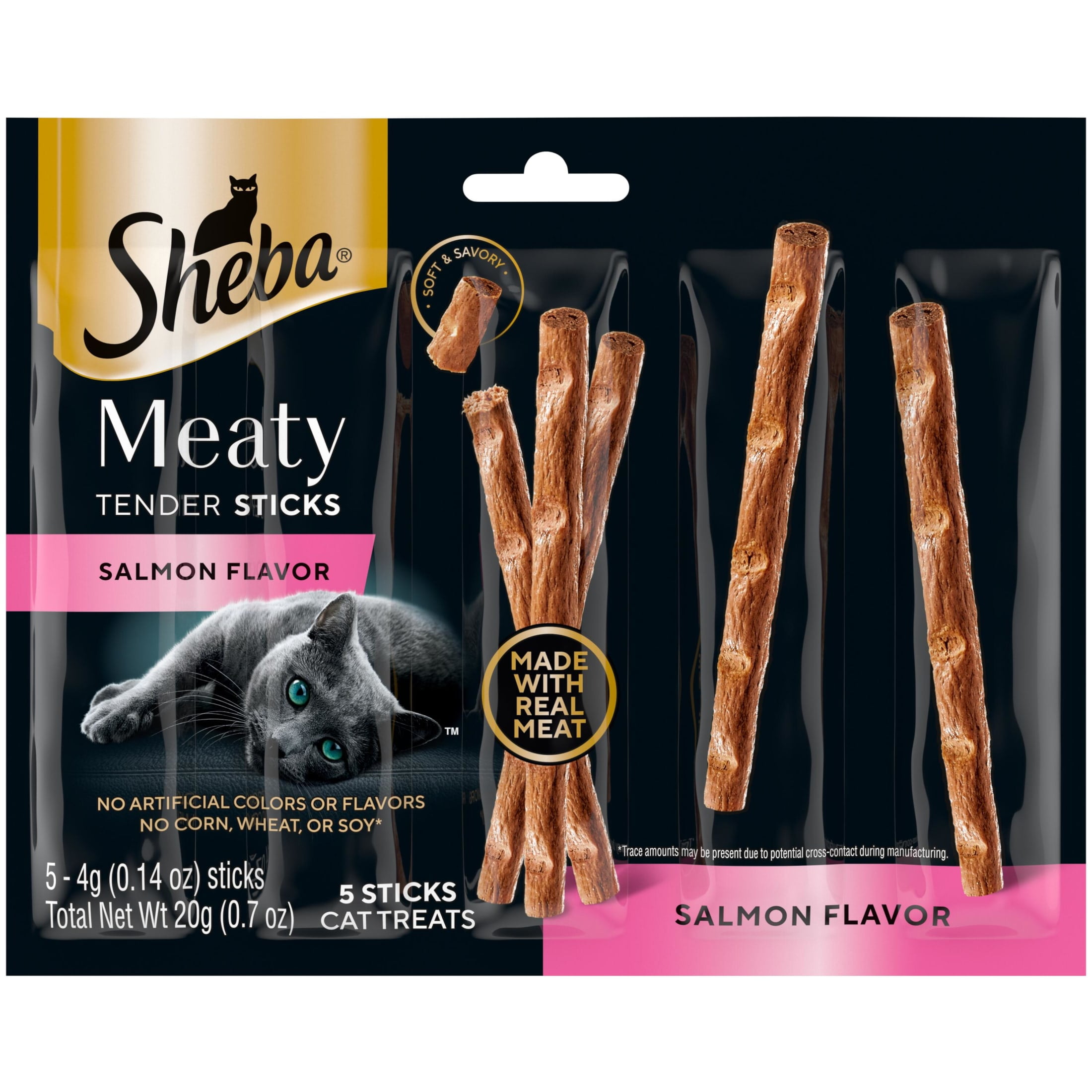 (2 pack) Sheba Meaty Tender Sticks Salmon Flavor Cat Treats, 0.14 oz ...