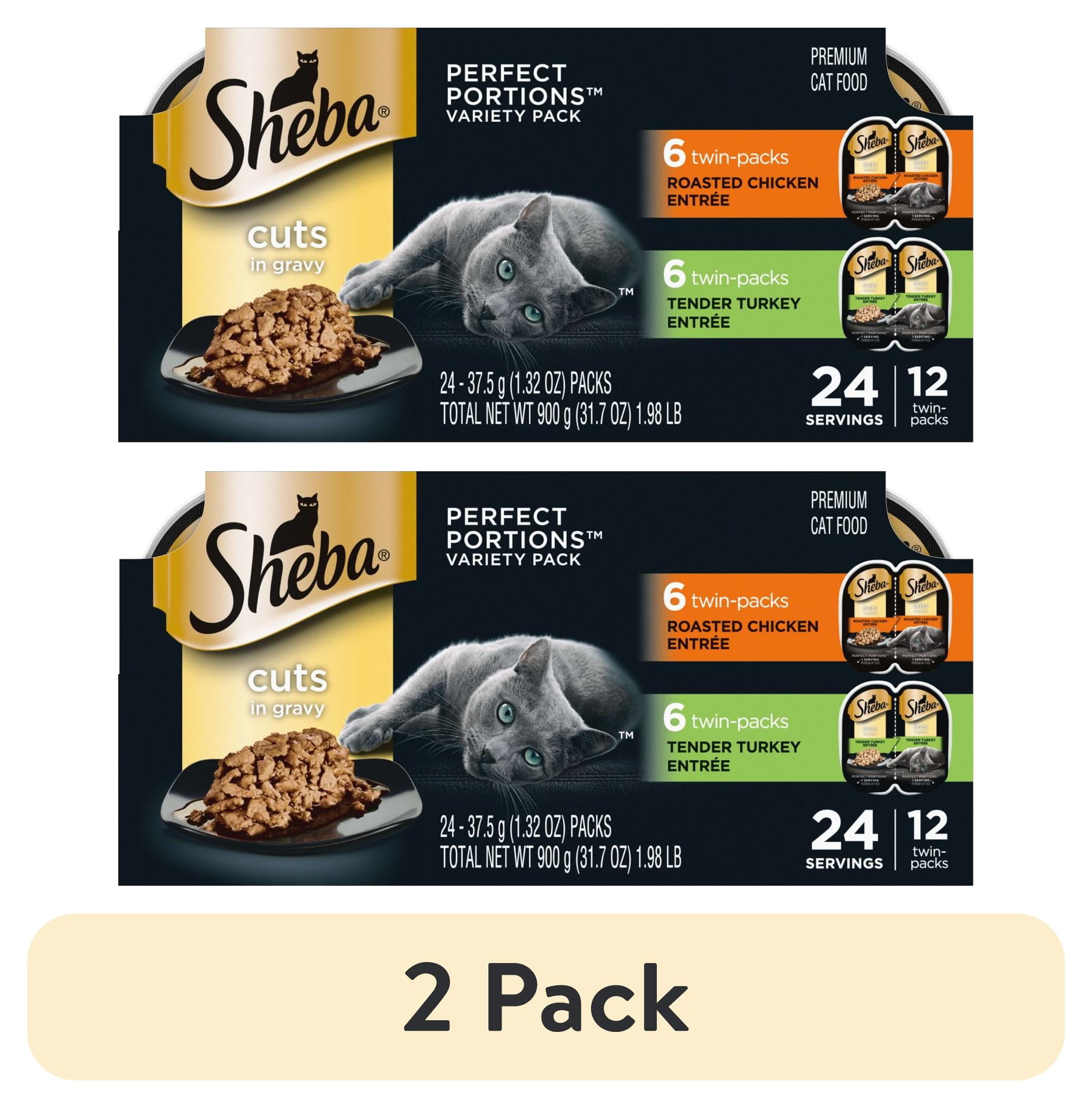 (2 pack) Sheba Wet Cat Food Cuts in Gravy Variety Pack, Roasted Chicken ...