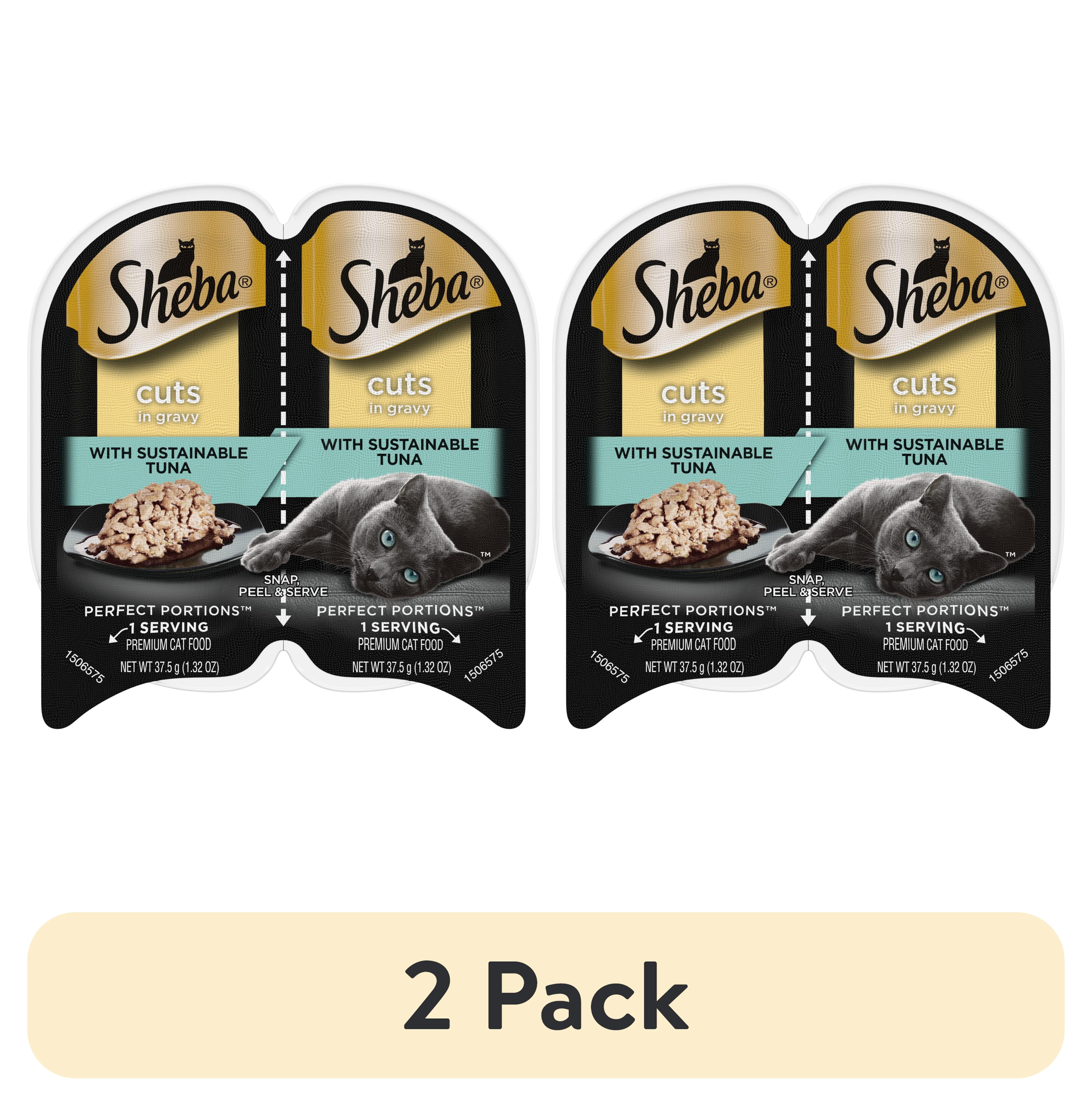 (2 pack) Sheba Wet Cat Food Cuts in Gravy with Sustainable Tuna, 2.6 oz ...