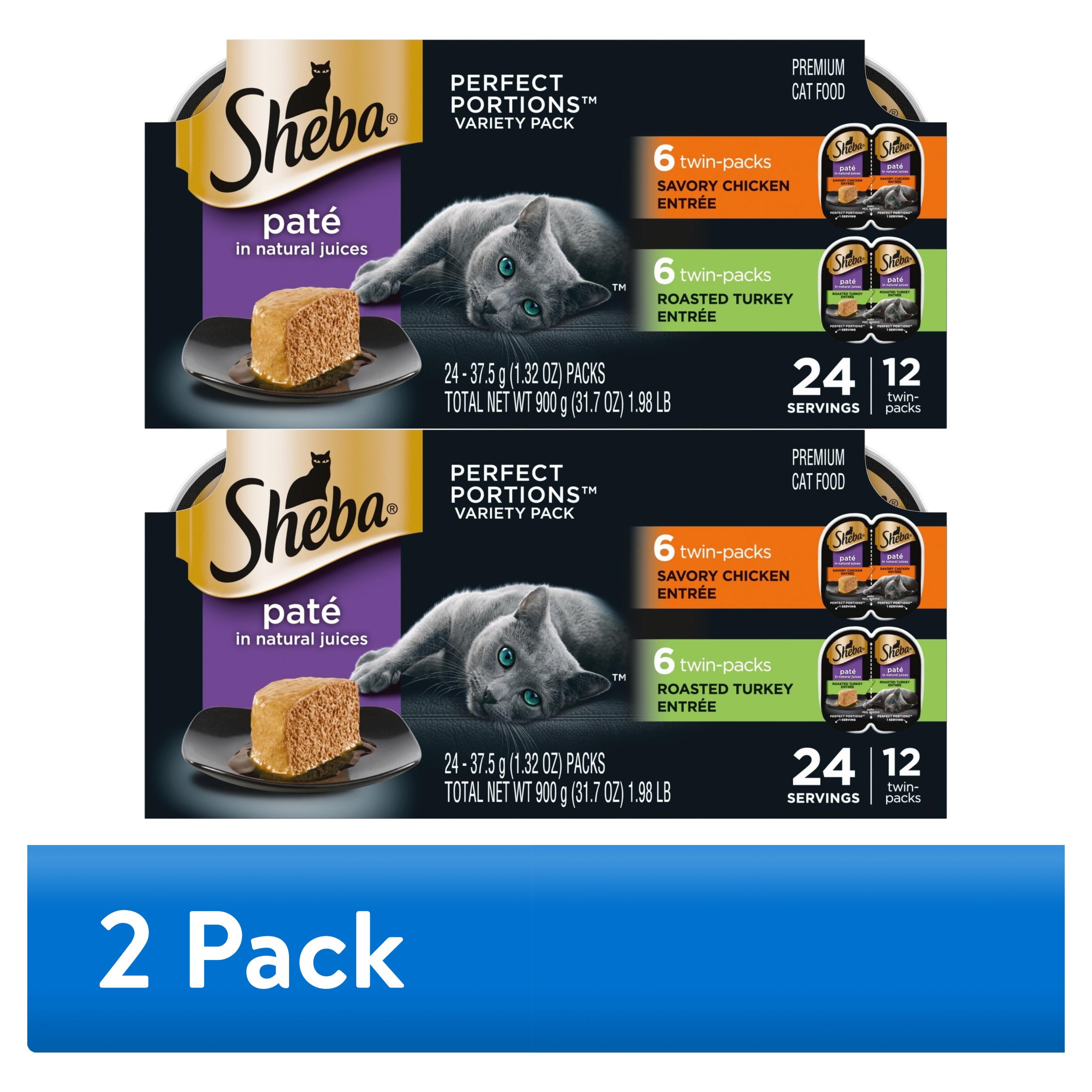 (2 pack) Sheba Wet Cat Food Pate Variety Pack, Savory Chicken And ...