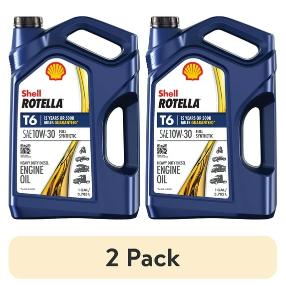 (2 pack) Shell Rotella T6 Full Synthetic 10W-30 Diesel Engine Oil, 1 ...