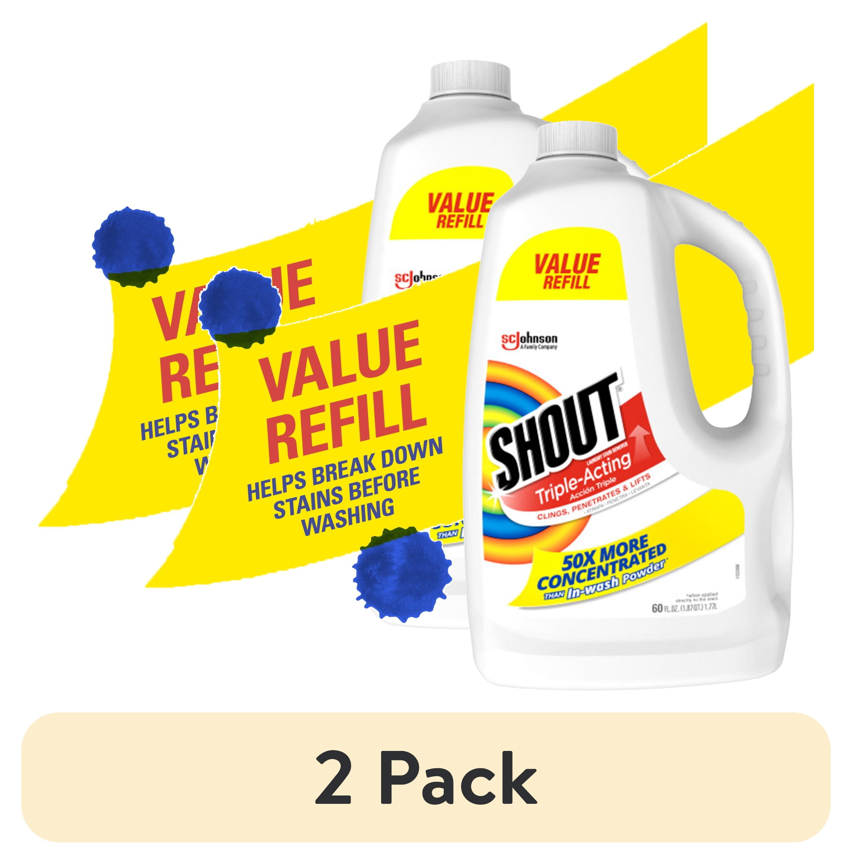 (2 pack) Shout Triple-Acting Refill, Laundry Stain Remover, 60 Ounce ...