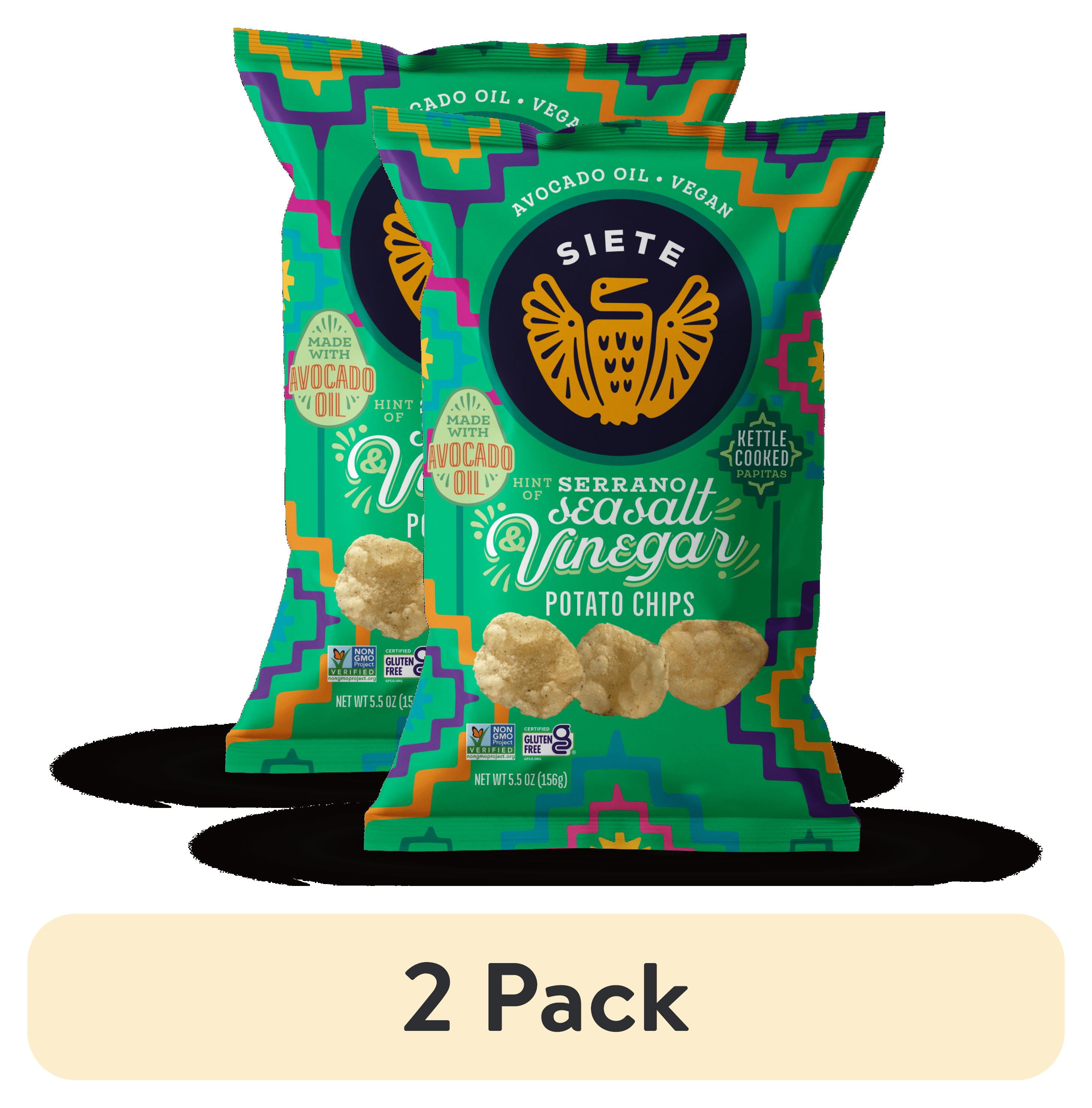 (2 pack) Siete Kettle Cooked Potato Chips Serrano Sea Salt & Vinegar - 5.5 oz - Walmart.com