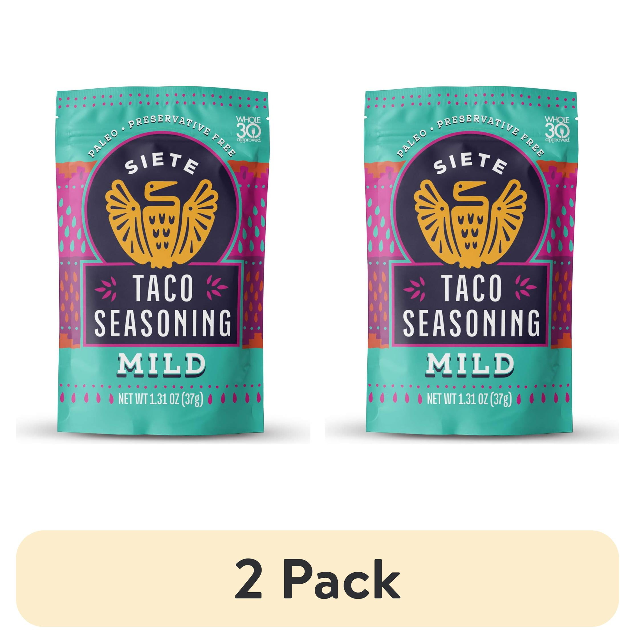 (2 pack) Siete Mild Taco Seasoning, Mixed Spice, 1.31 oz. Packet ...