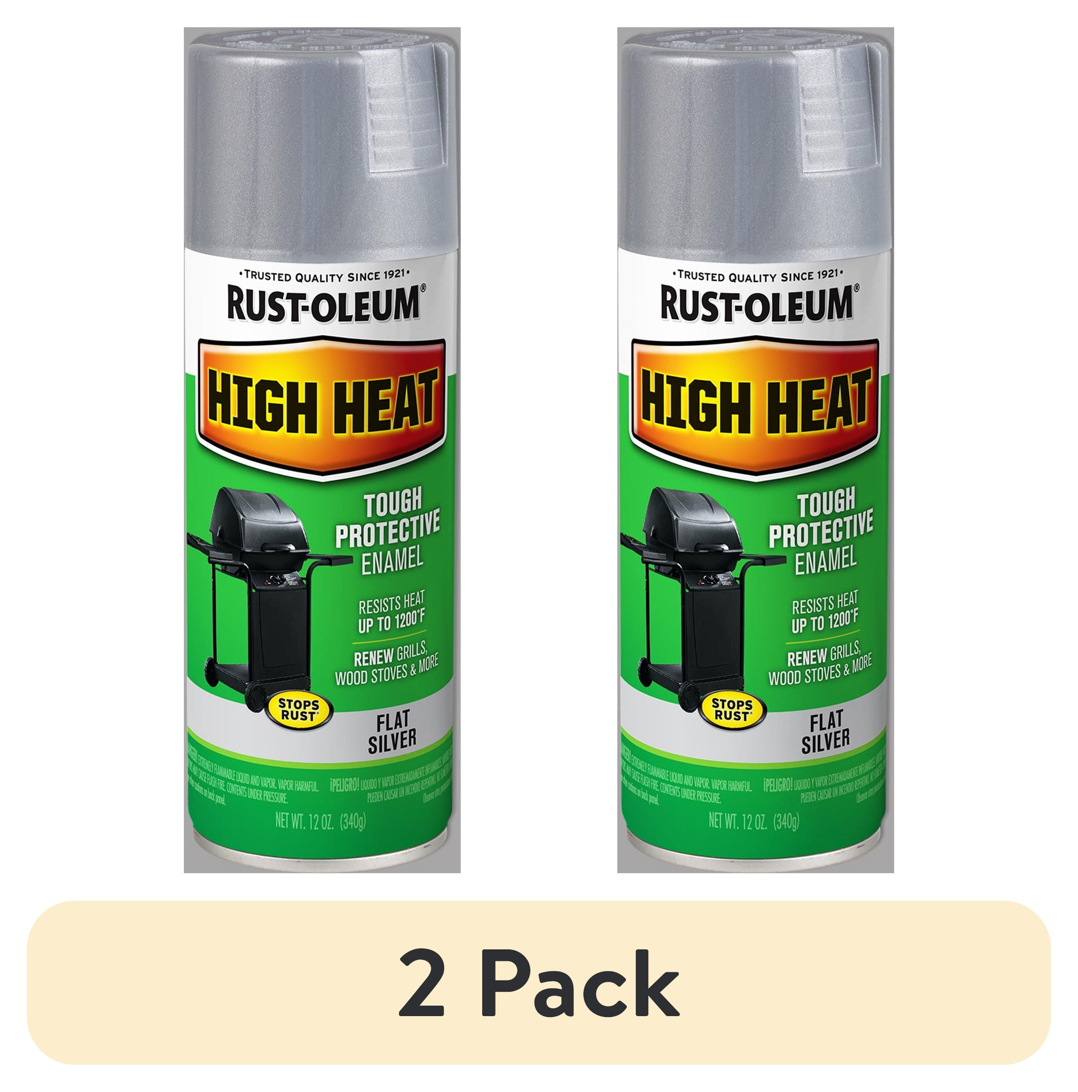 (2 pack) Silver, Rust-Oleum Specialty Satin High Heat Spray Paint- 12 ...