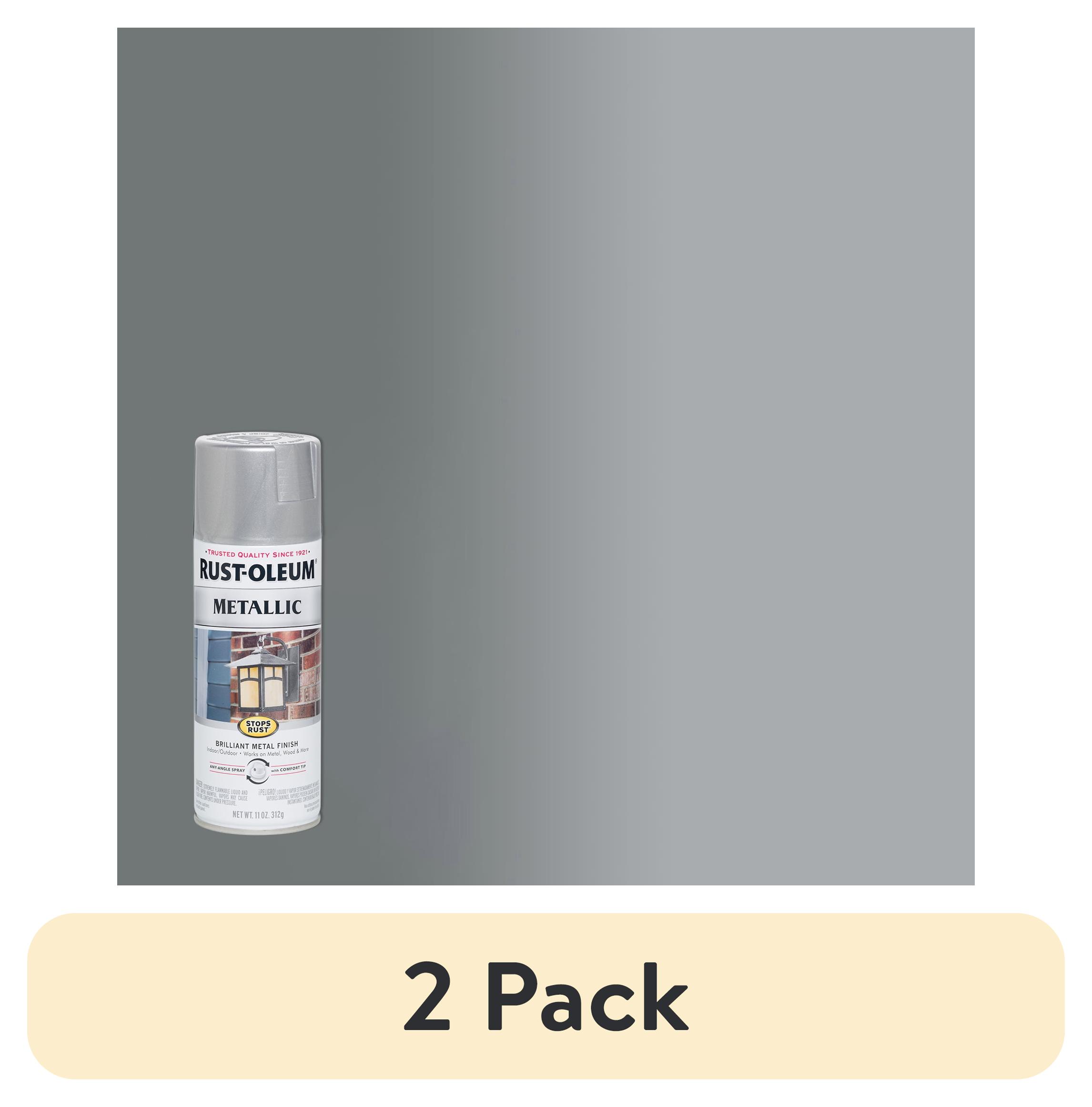 (2 pack) Silver, Rust-Oleum Stops Rust Metallic Paint-7271830, 11 oz ...