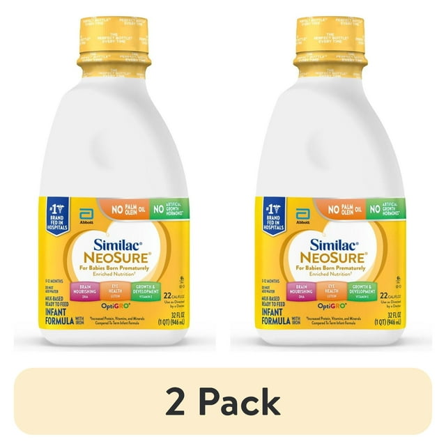 (2 pack) Similac NeoSure Infant Formula, Ready to Feed, 32-fl-oz Bottle ...