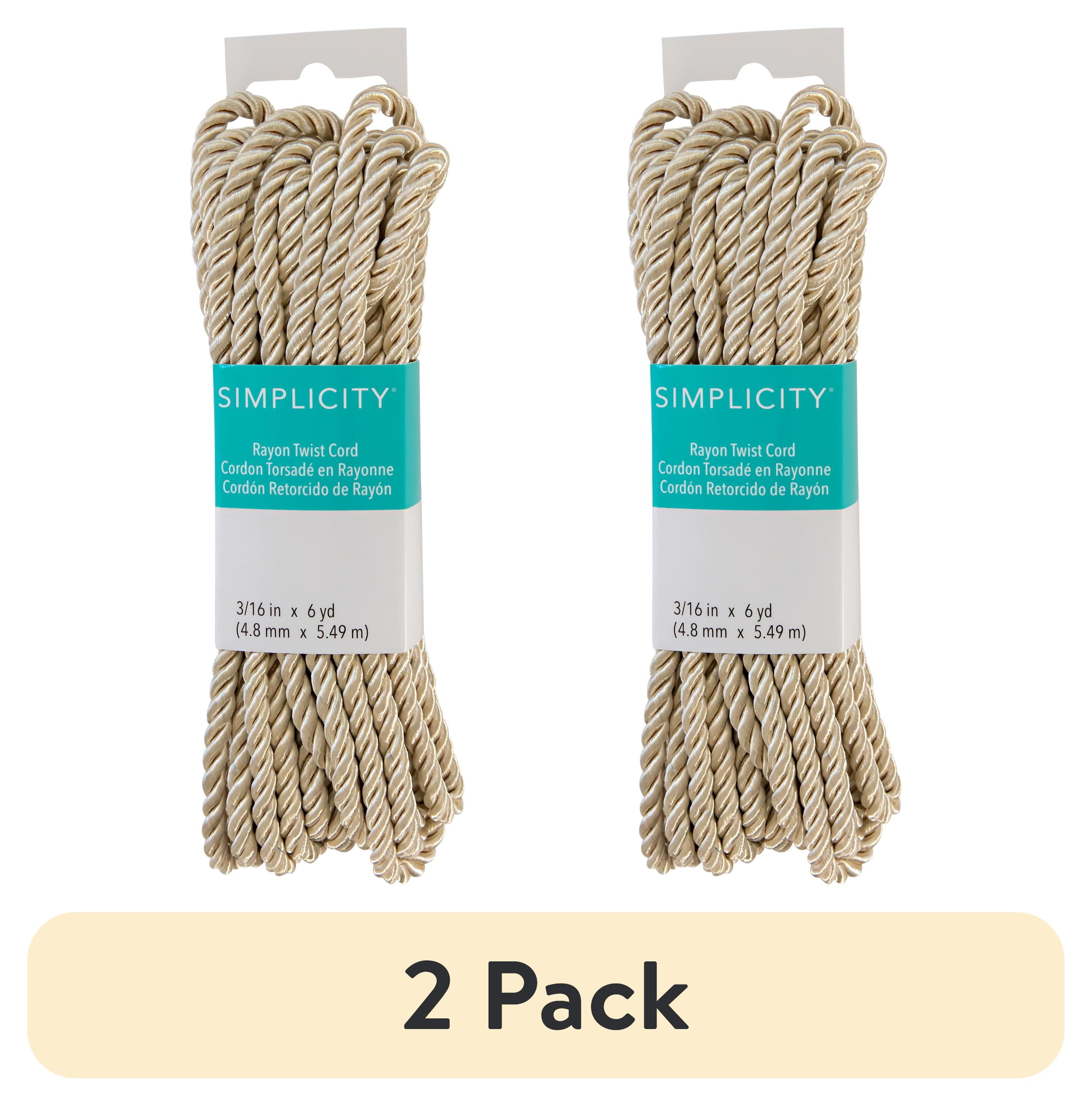 (2 pack) Simplicity Cream 3/16" Rayon Twist Cording Trim, 6 Yards ...