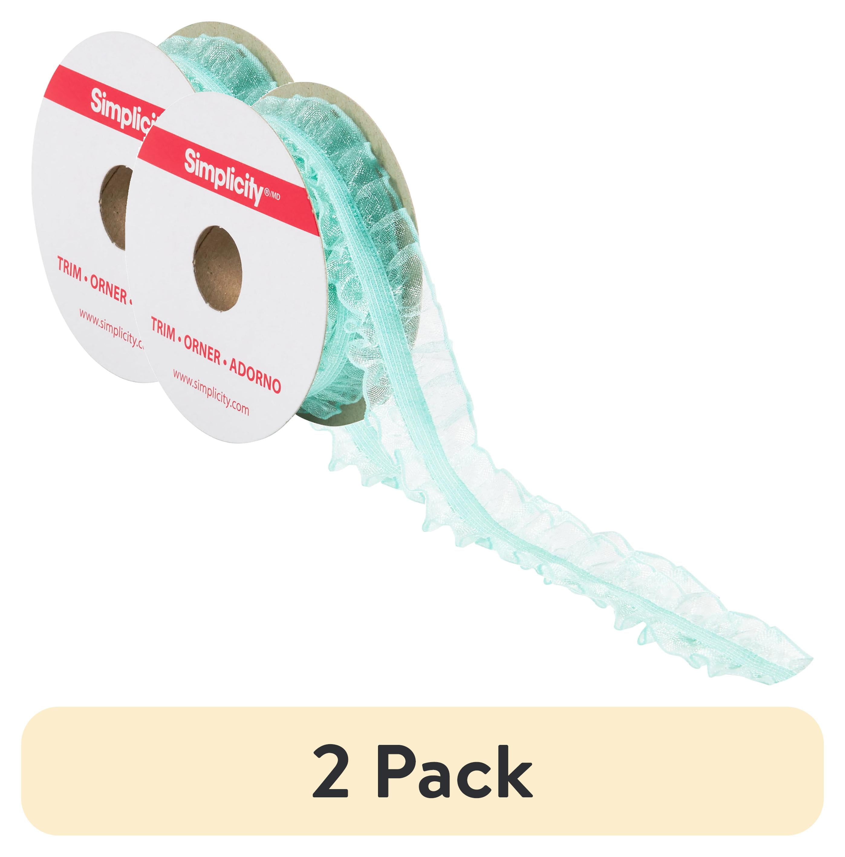 (2 pack) Simplicity Trim, Aqua 1 inch X 3 Yards Double Sheer Ruffled ...