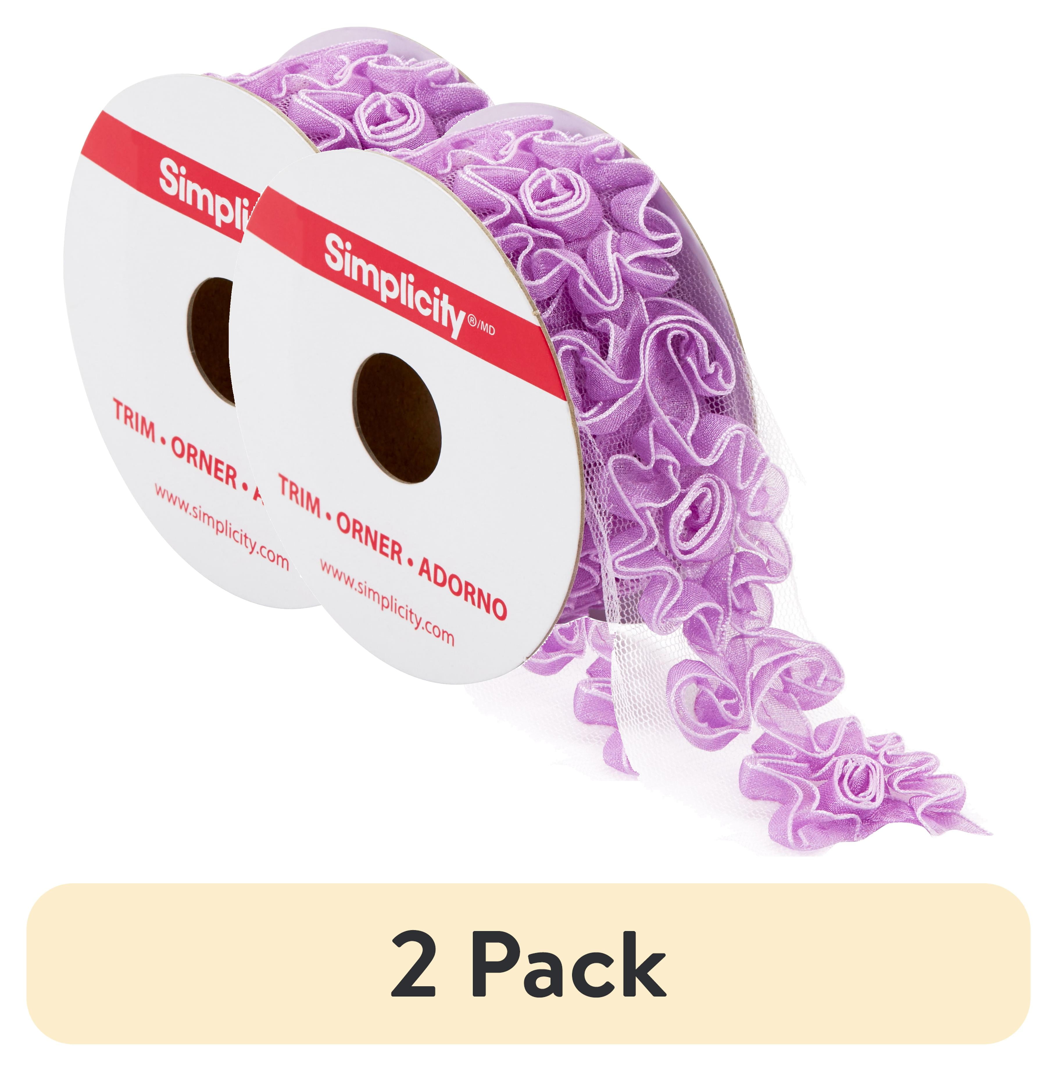(2 pack) Simplicity Trim, Purple 1 3/8 inch Ribbon Flower Trim Great ...