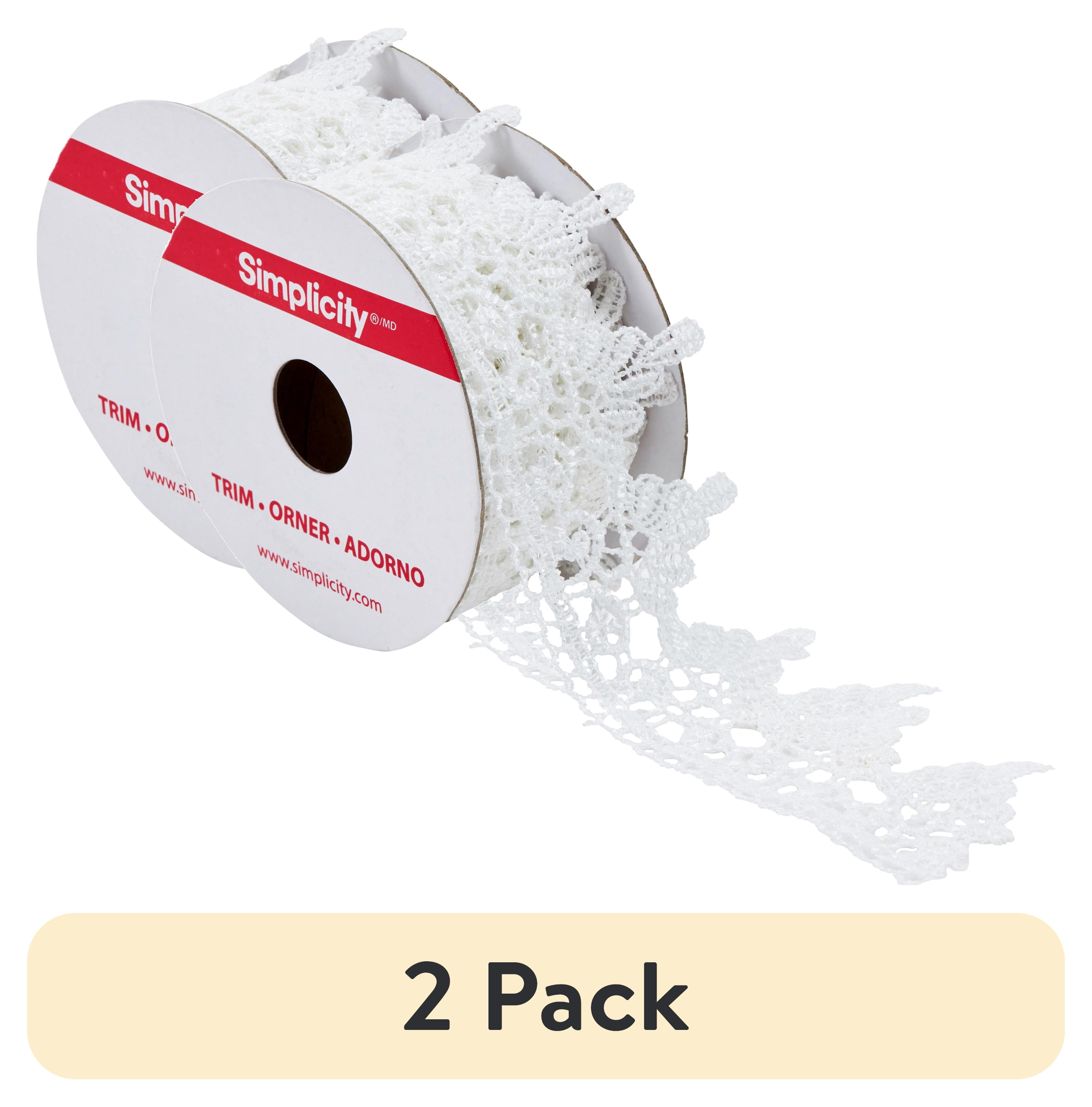 (2 pack) Simplicity Trim, White 1 7/8 inch Pointed Lace Trim Great for ...