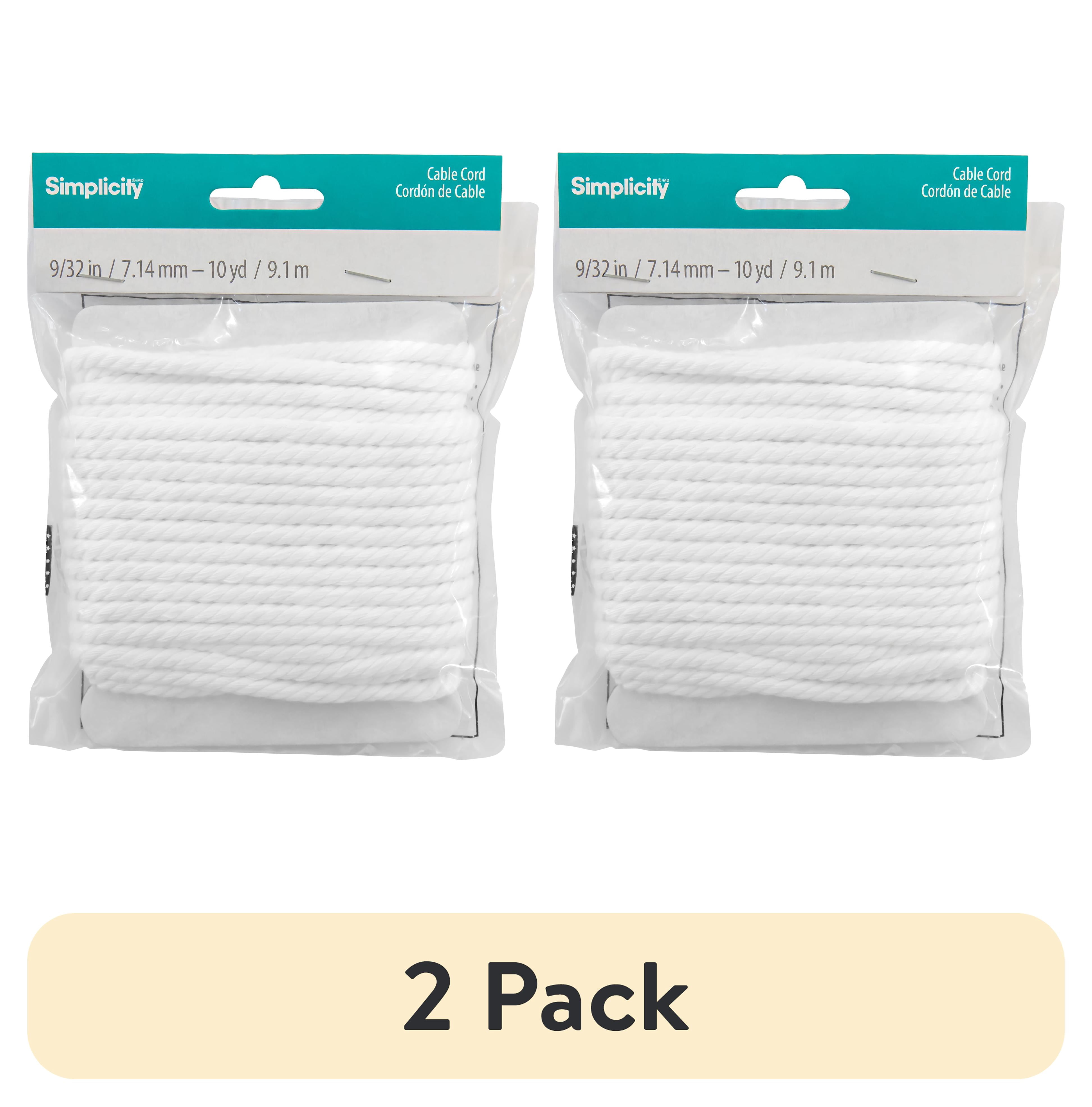 (2 pack) Simplicity White 9/32" Cable Cording Trim, 10 Yards - Walmart.com