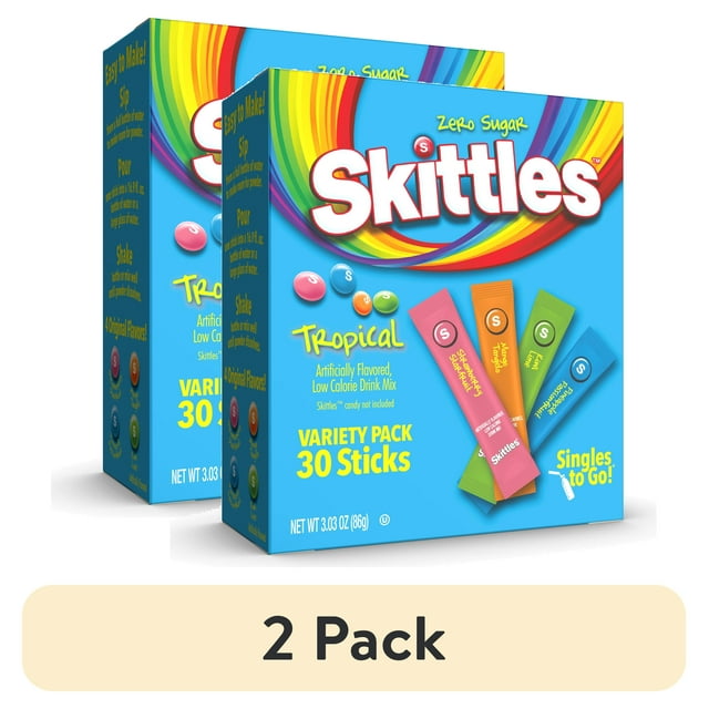 (2 pack) Skittles Zero Sugar Variety Pack Singles-to-Go Powdered Drink ...