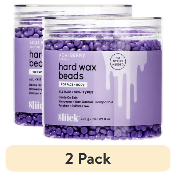 (2 pack) Sliick Acai Berry Hard Wax Beads Kit For At Home Face and Body ...