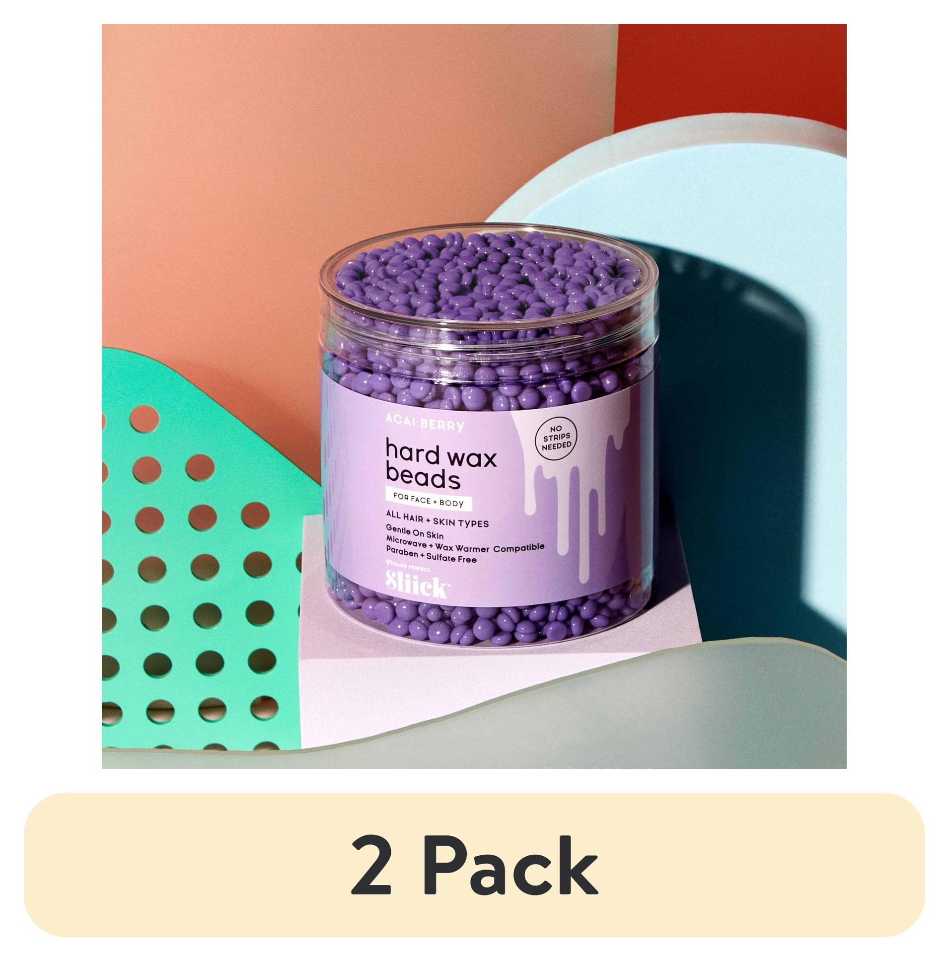 (2 pack) Sliick Acai Berry Hard Wax Beads Kit For At Home Face and Body ...