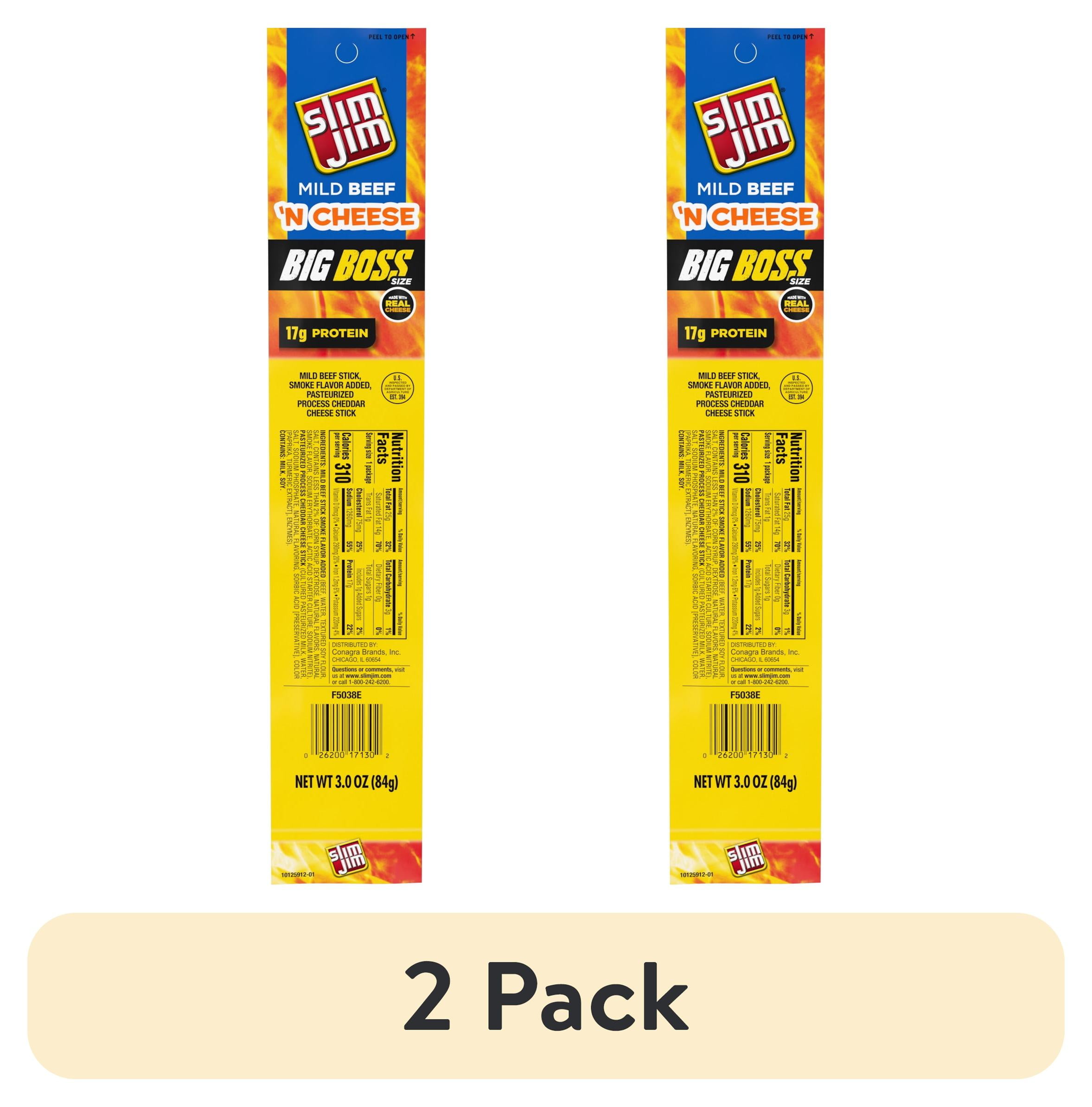 (2 pack) Slim Jim Big Boss Size Mild Beef and Cheese Stick, 3 oz. Meat ...