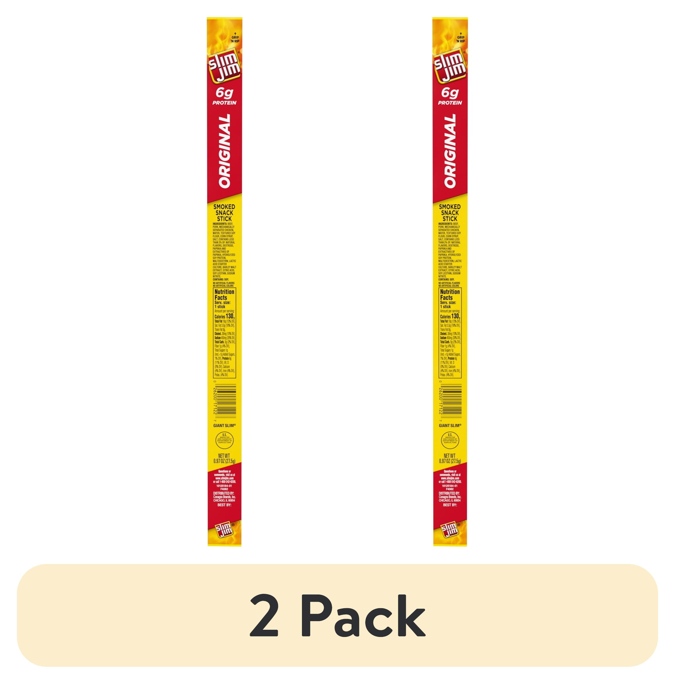 (2 pack) Slim Jim Original Meat Stick, 6g Protein Per Serving, 0.97 oz ...