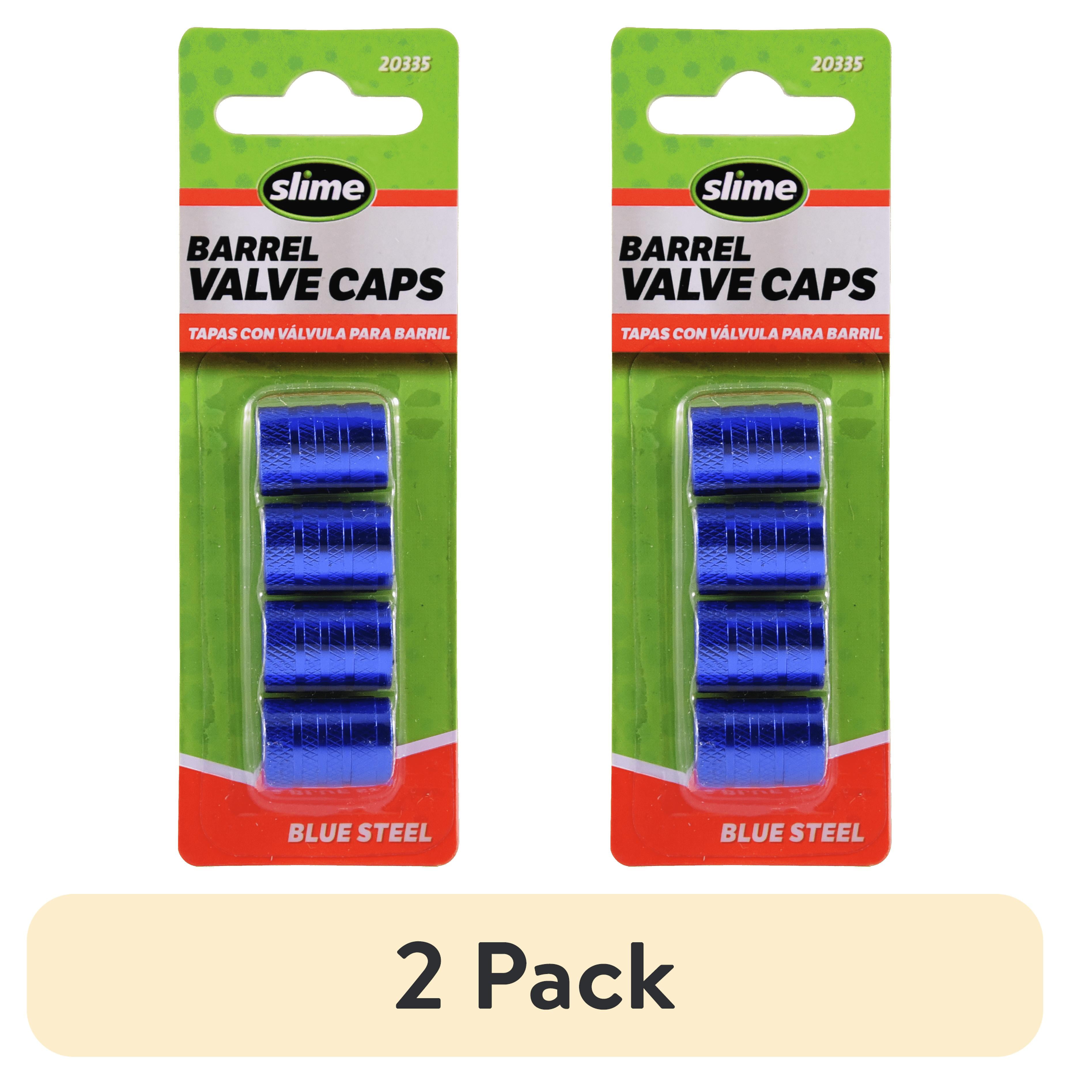 (2 pack) Slime Barrel Tire Valve Caps Blue Steel, Anodized Aluminum ...