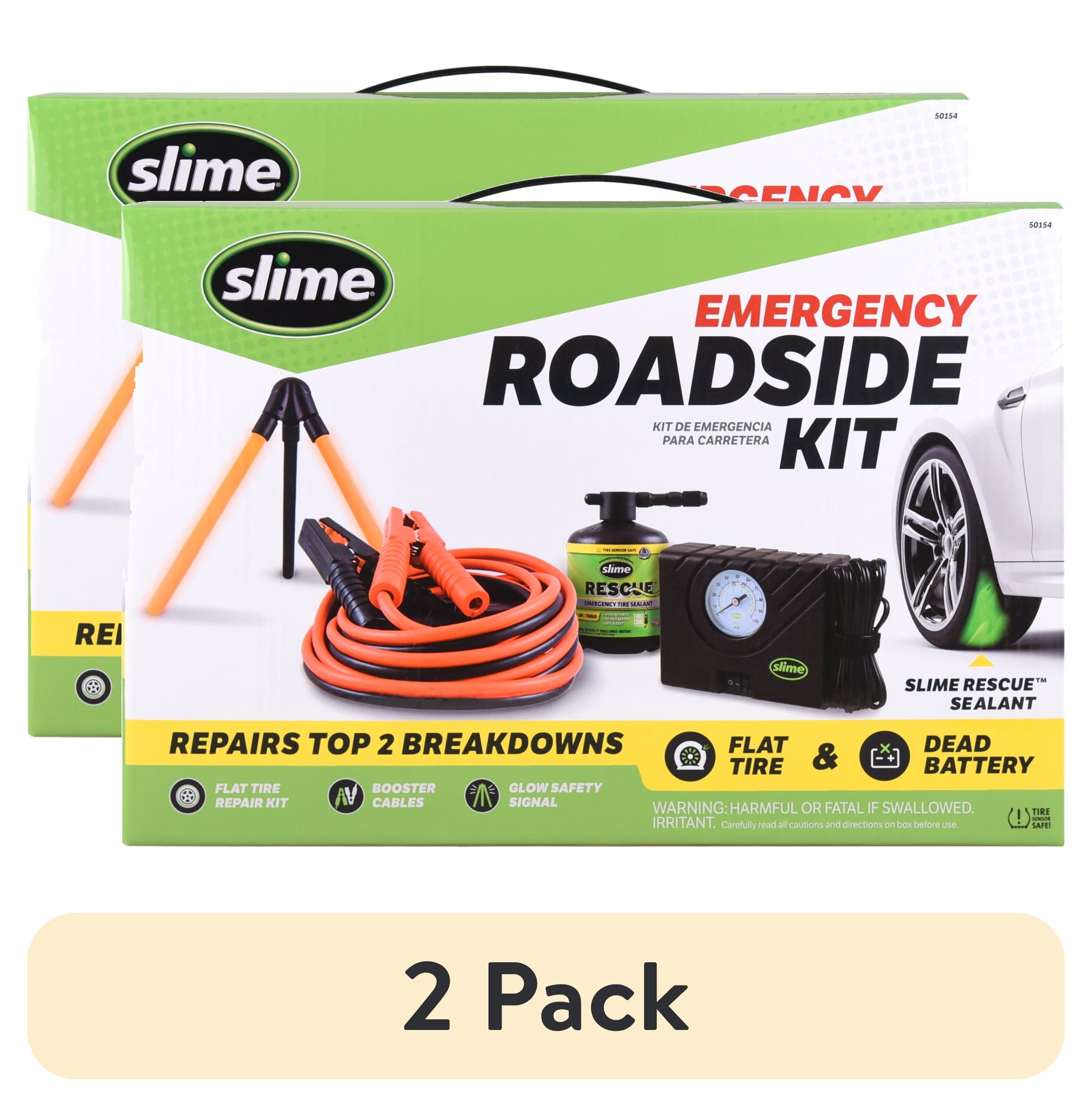 (2 pack) Slime Emergency Roadside Kit with Tire Inflator, Jumper Cables ...