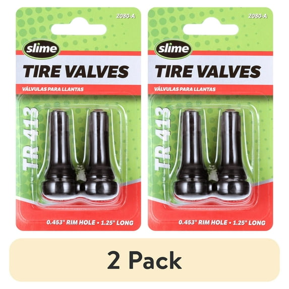 (2 pack) Slime Tubeless Tire Valves TR413 Replacement Black Rubber ...