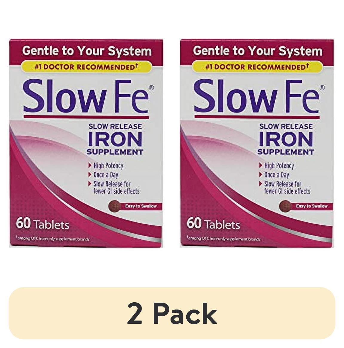 (2 pack) Slow Fe Iron Supplement for Iron Deficiency & High Potency ...