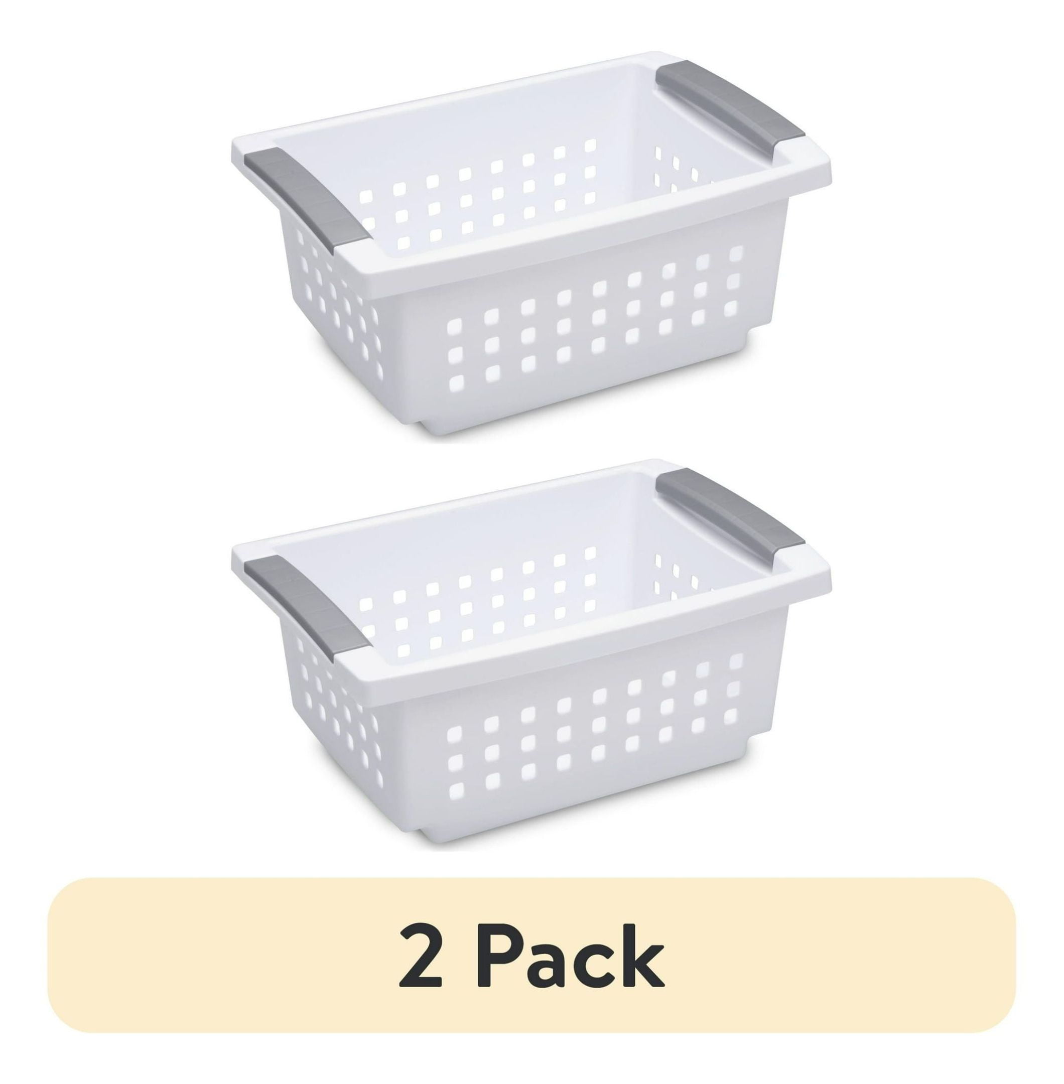 (2 pack) Small Stacking Basket, Open Plastic Bin, Space Saving ...