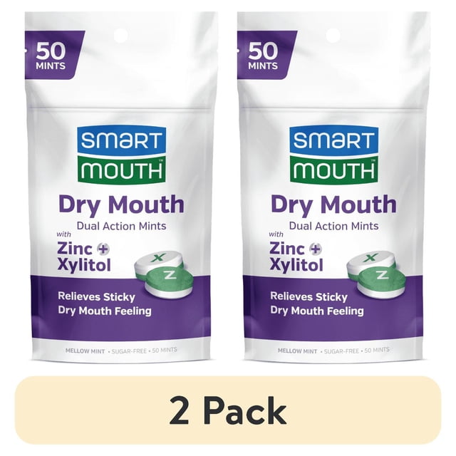 (2 pack) Smart Mouth Dry Mouth Dual Action Mints with Zinc + Xylitol ...