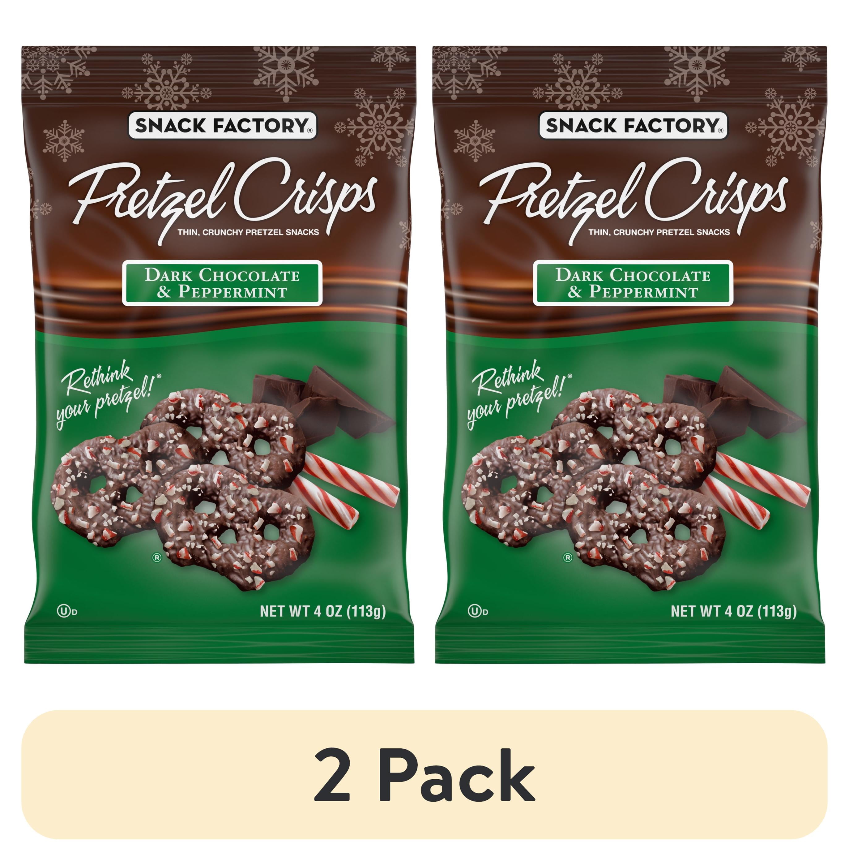 (2 pack) Snack Factory Pretzel Crisps Holiday Peppermint Dark Chocolate ...