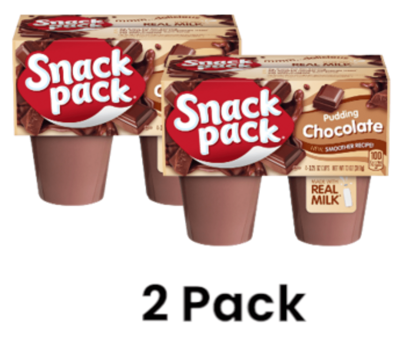 Snack Pack Chocolate Pudding Cups, 2 Pack, 8 Total Cups, Made with Real ...