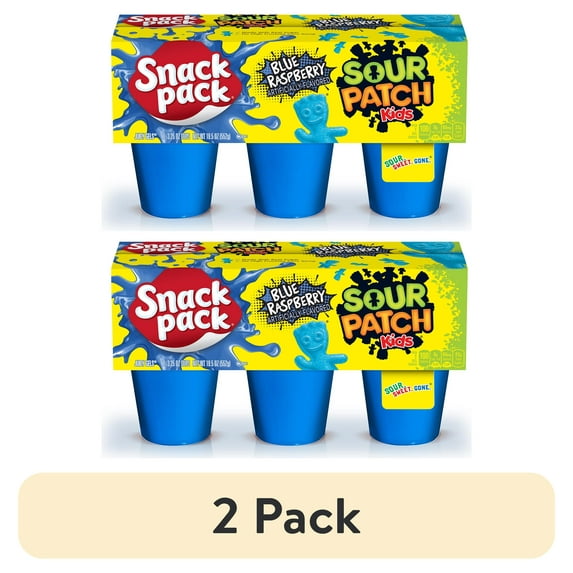 (2 pack) Snack Pack SOUR PATCH KIDS BLUE RASPBERRY Flavored Juicy Gels ...