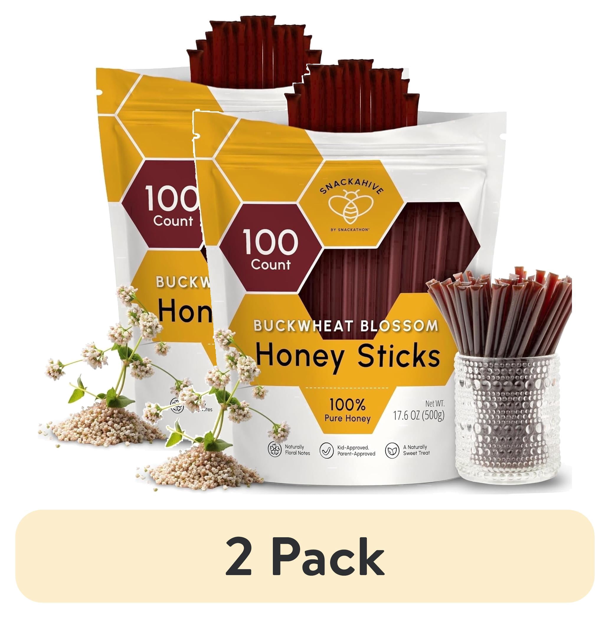 (2 pack) Snackathon Honey Sticks, Buckwheat Blossom Pure Honey, 100 ...