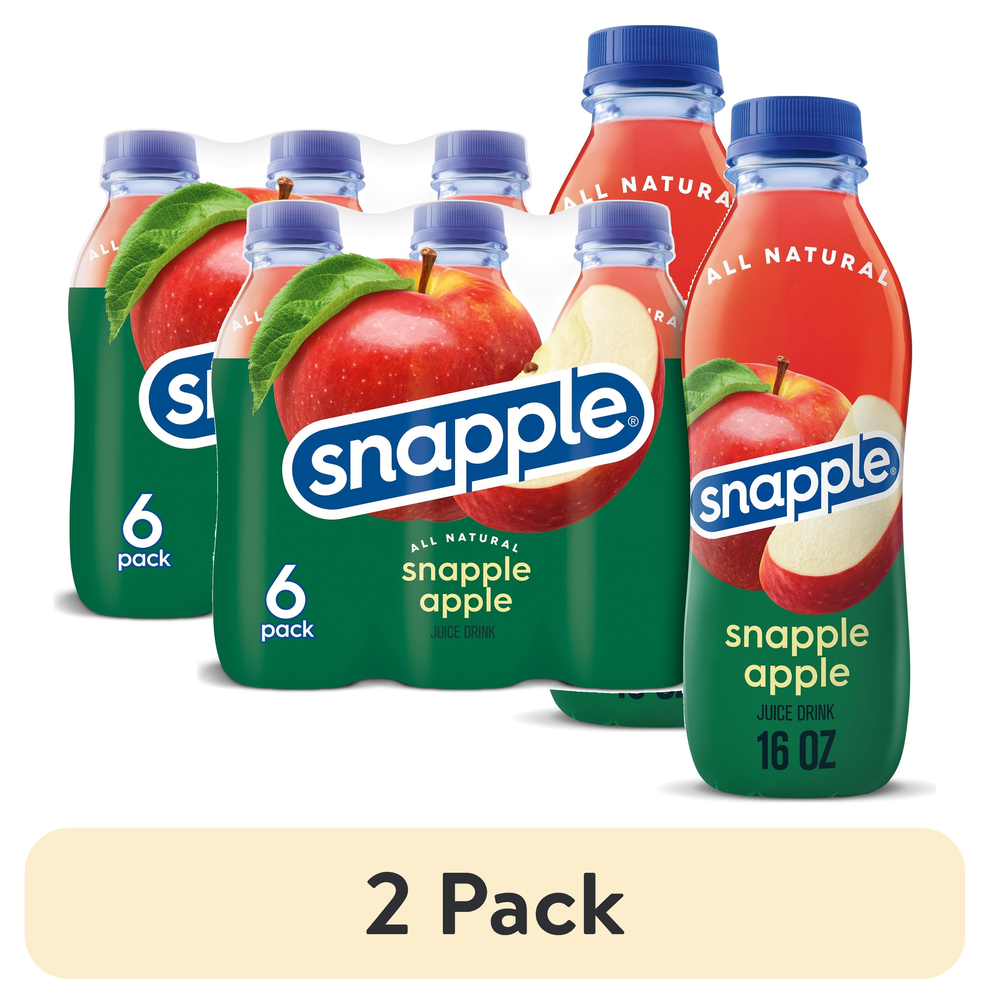 (2 pack) Snapple Apple Juice Drink, 16 fl oz recycled plastic bottle, 6 ...