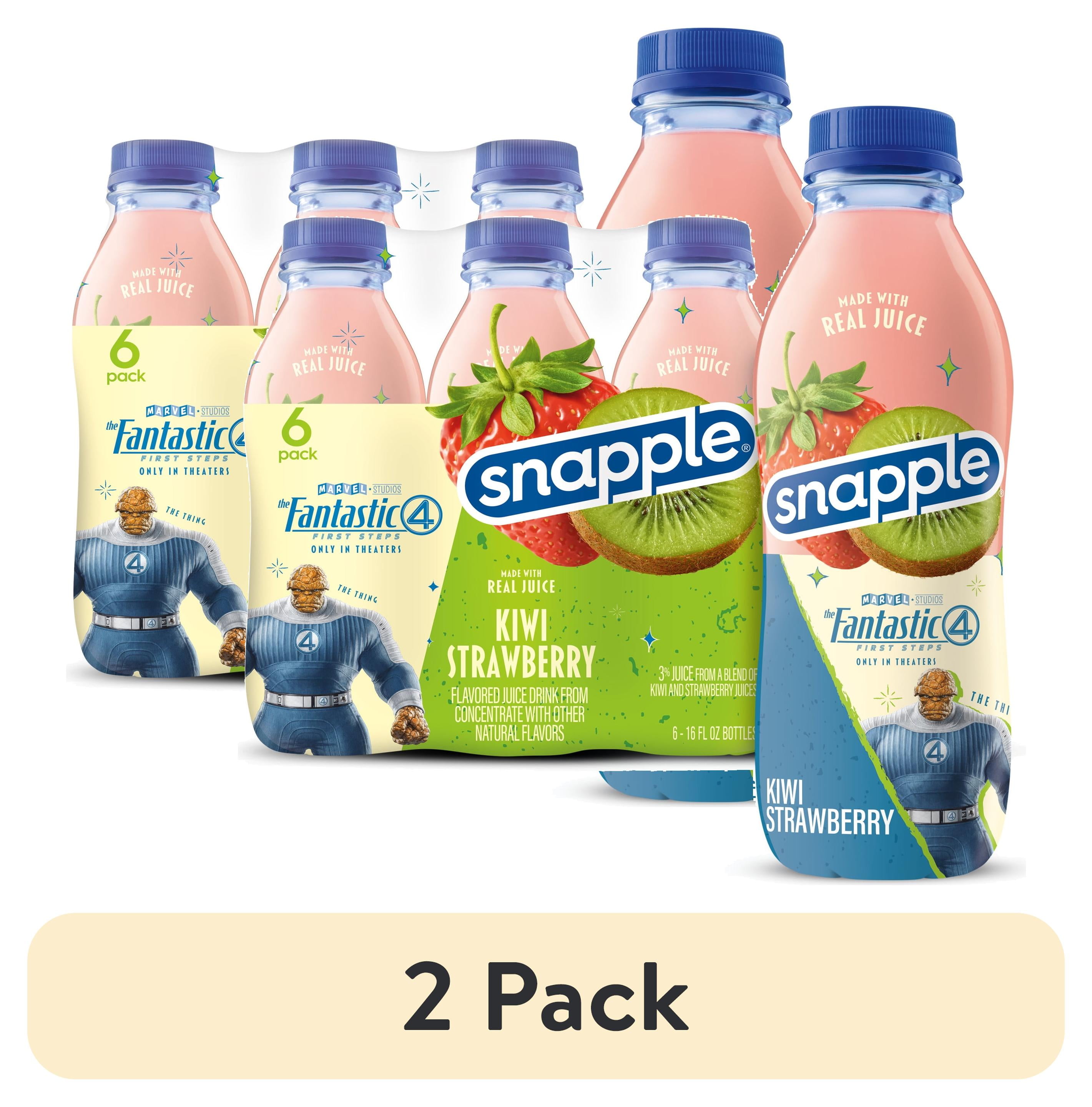(2 pack) Snapple Kiwi Strawberry Juice Drink, 16 fl oz recycled plastic ...