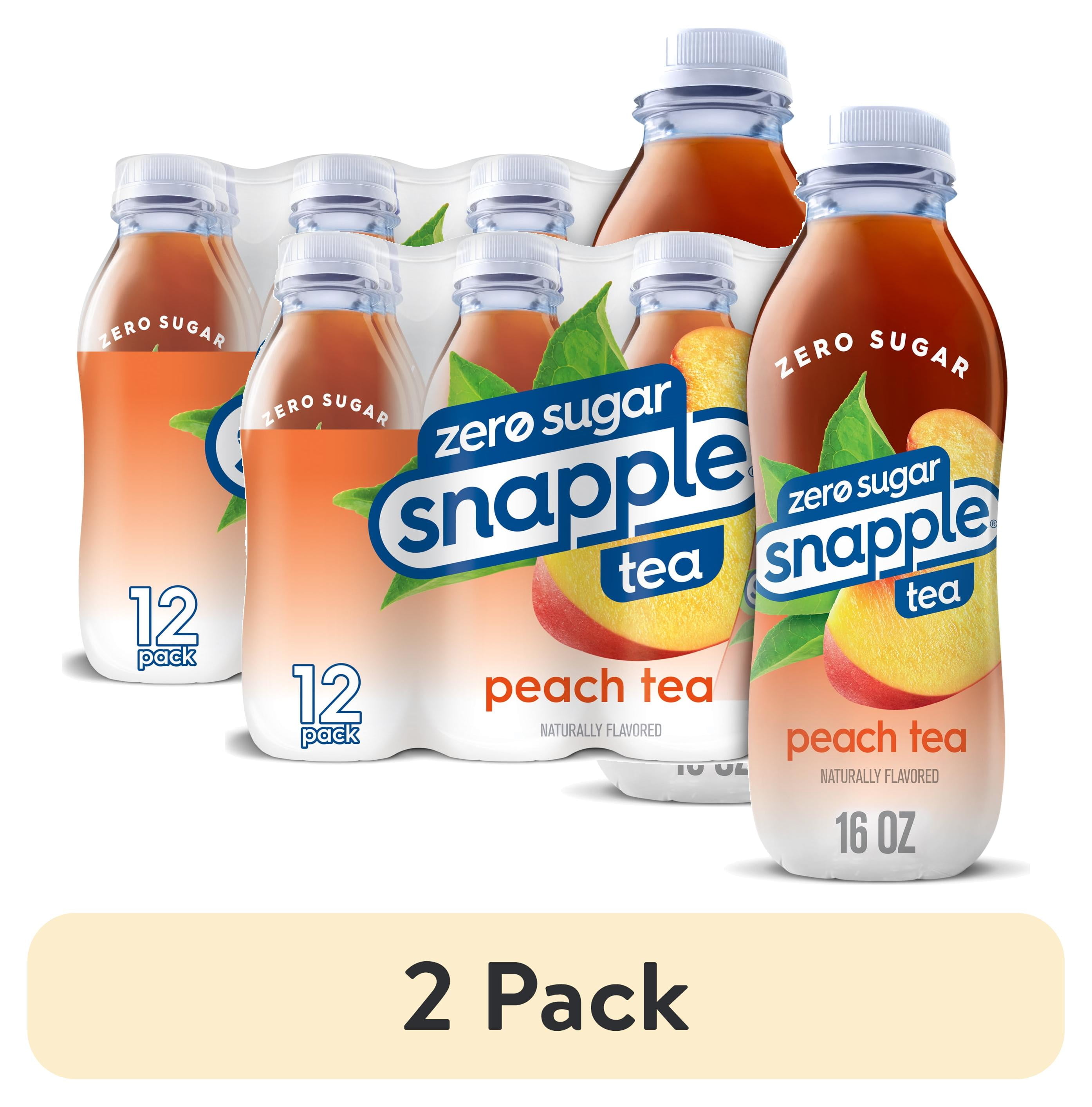 (2 pack) Snapple Zero Sugar Peach, Bottled Tea Drink, 16 fl oz, 12 ...