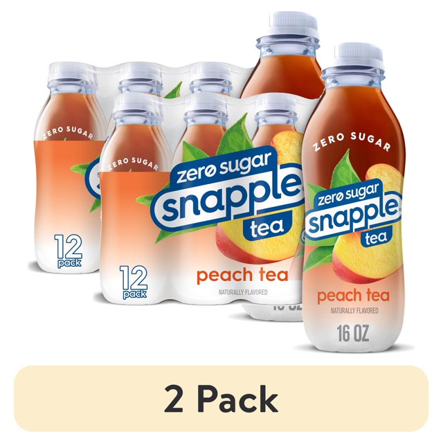 (2 pack) Snapple Zero Sugar Peach, Bottled Tea Drink, 16 fl oz, 12 ...