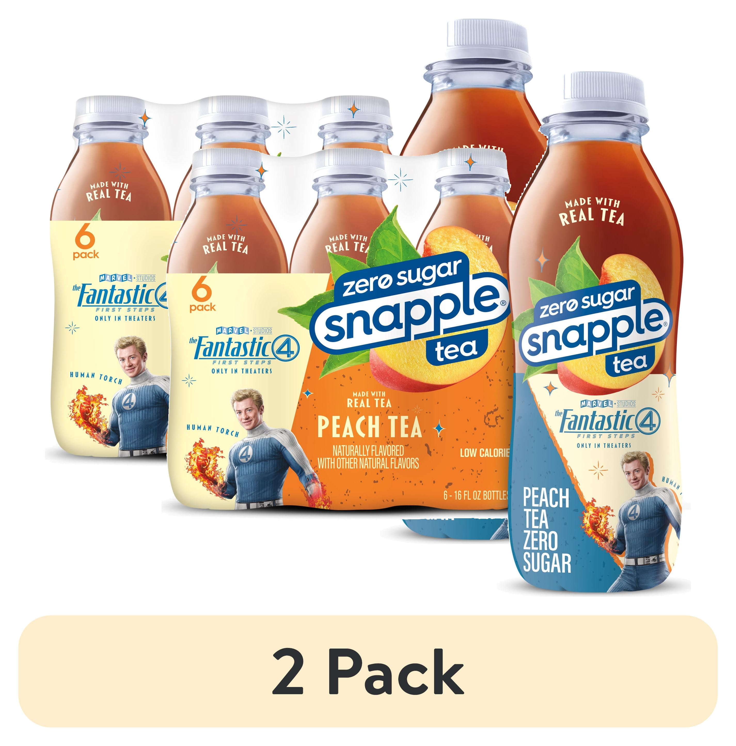 (2 pack) Snapple Zero Sugar Peach Tea, 16 fl oz recycled plastic bottle ...